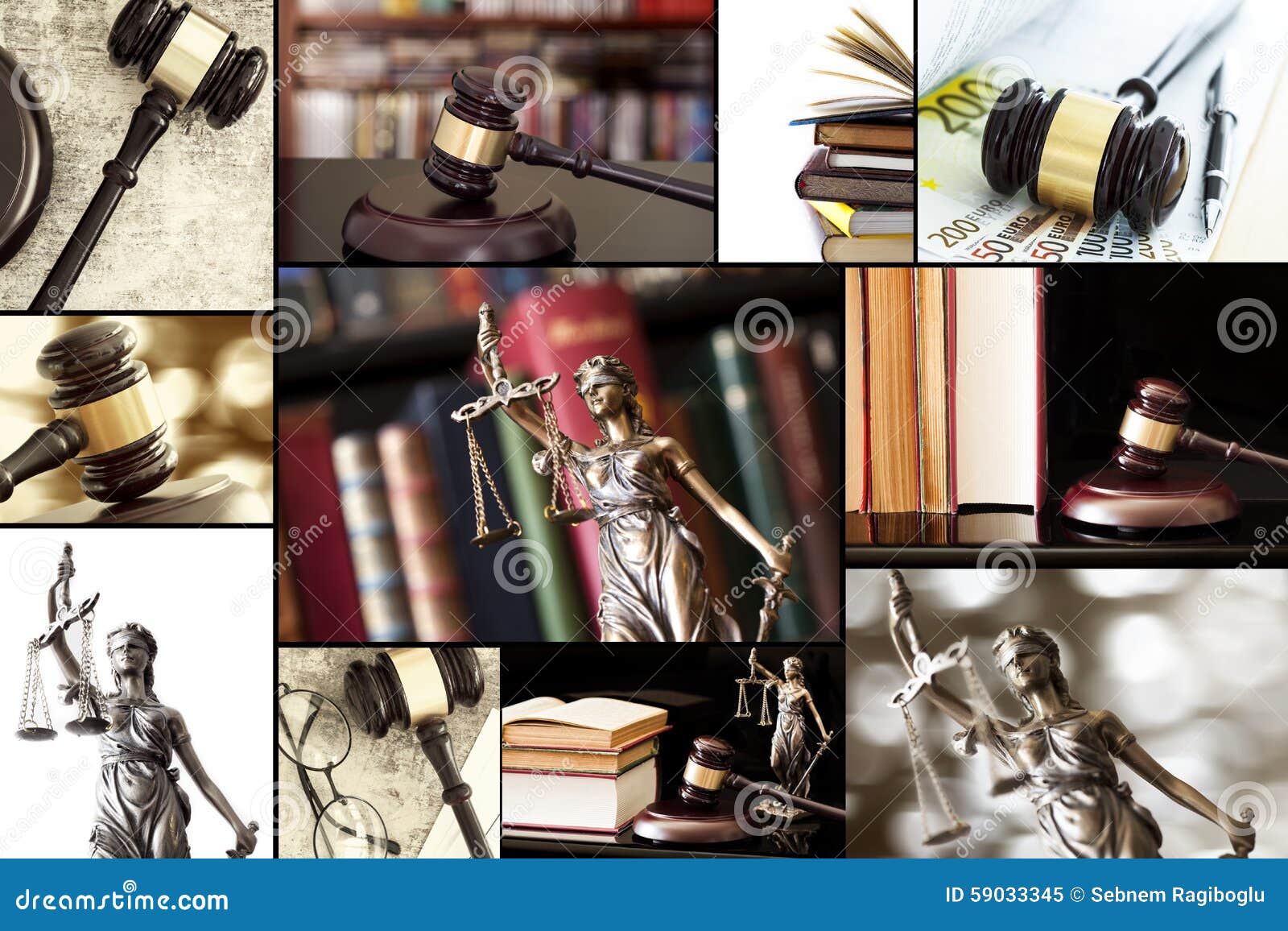 Justice Collage Symbols Light Background Stock Photo | CartoonDealer ...
