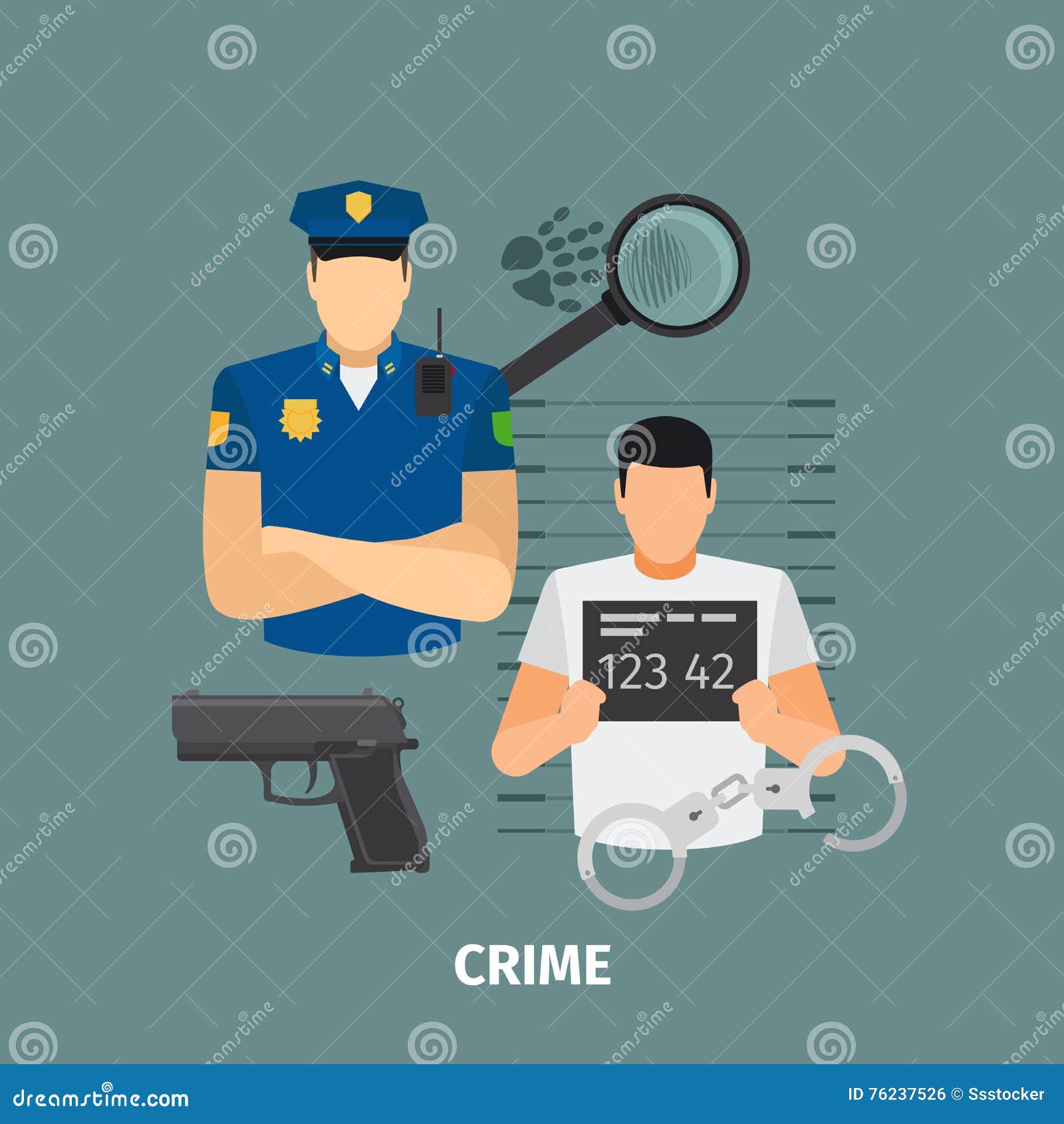 Law concept with crime stock vector. Illustration of france - 76237526