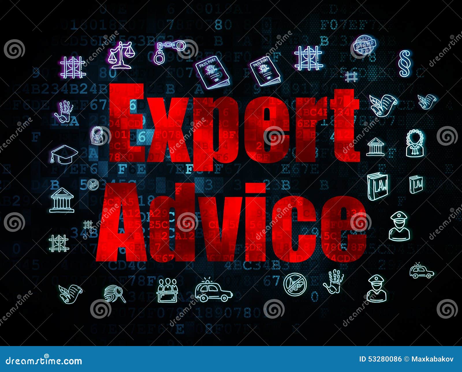 Law Concept: Expert Advice on Digital Background Stock Illustration ...