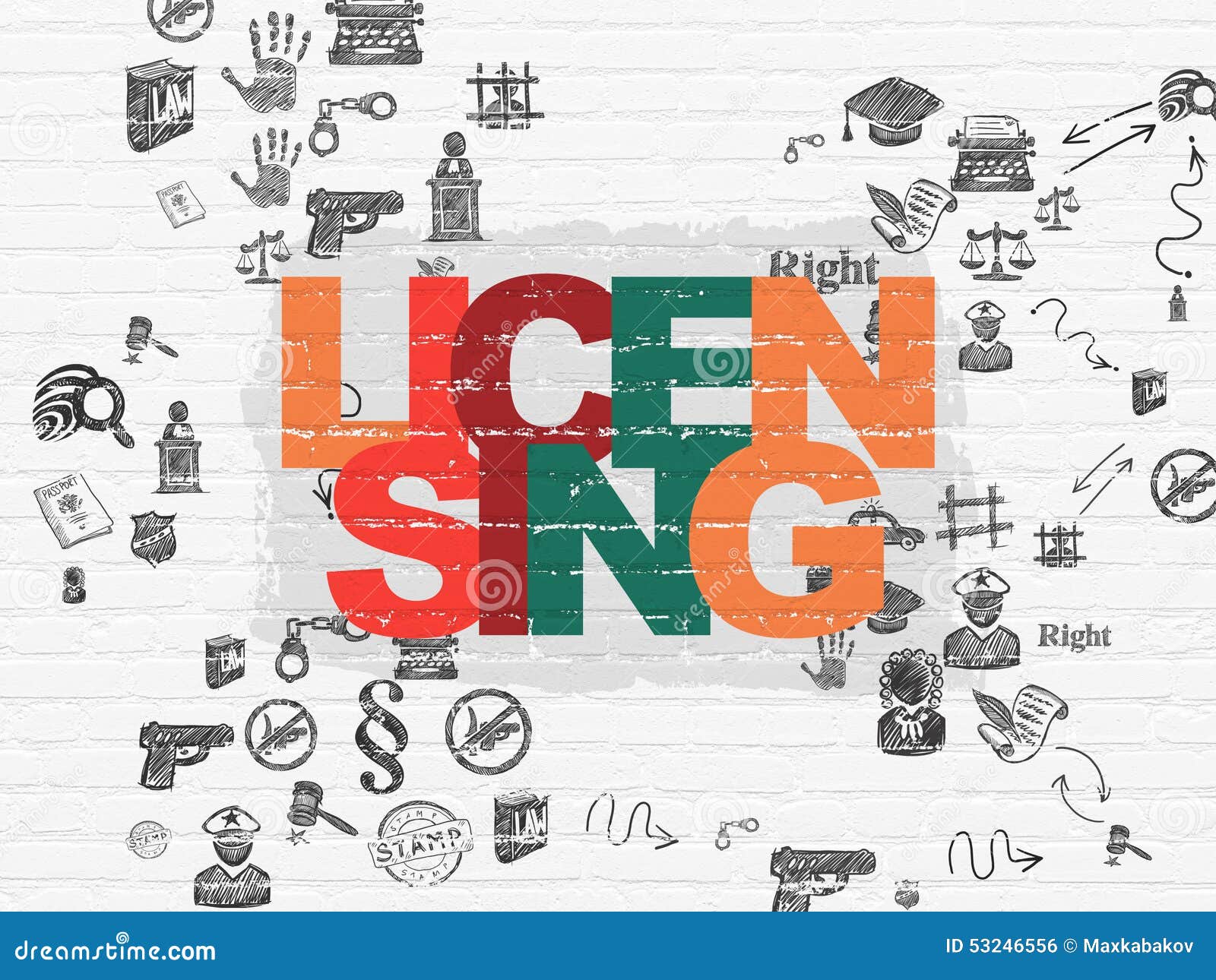 Law Concept: Licensing On Wall Background Stock Photo | CartoonDealer ...