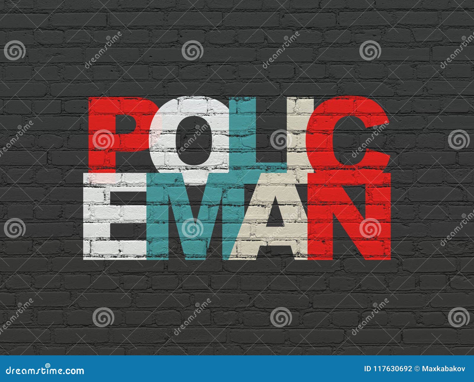 Law Concept: Policeman on Wall Background Stock Illustration ...