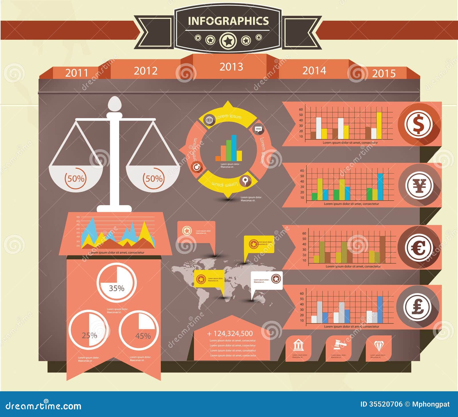 Law Concept,Retro Infographics and Elements Stock Vector - Illustration ...