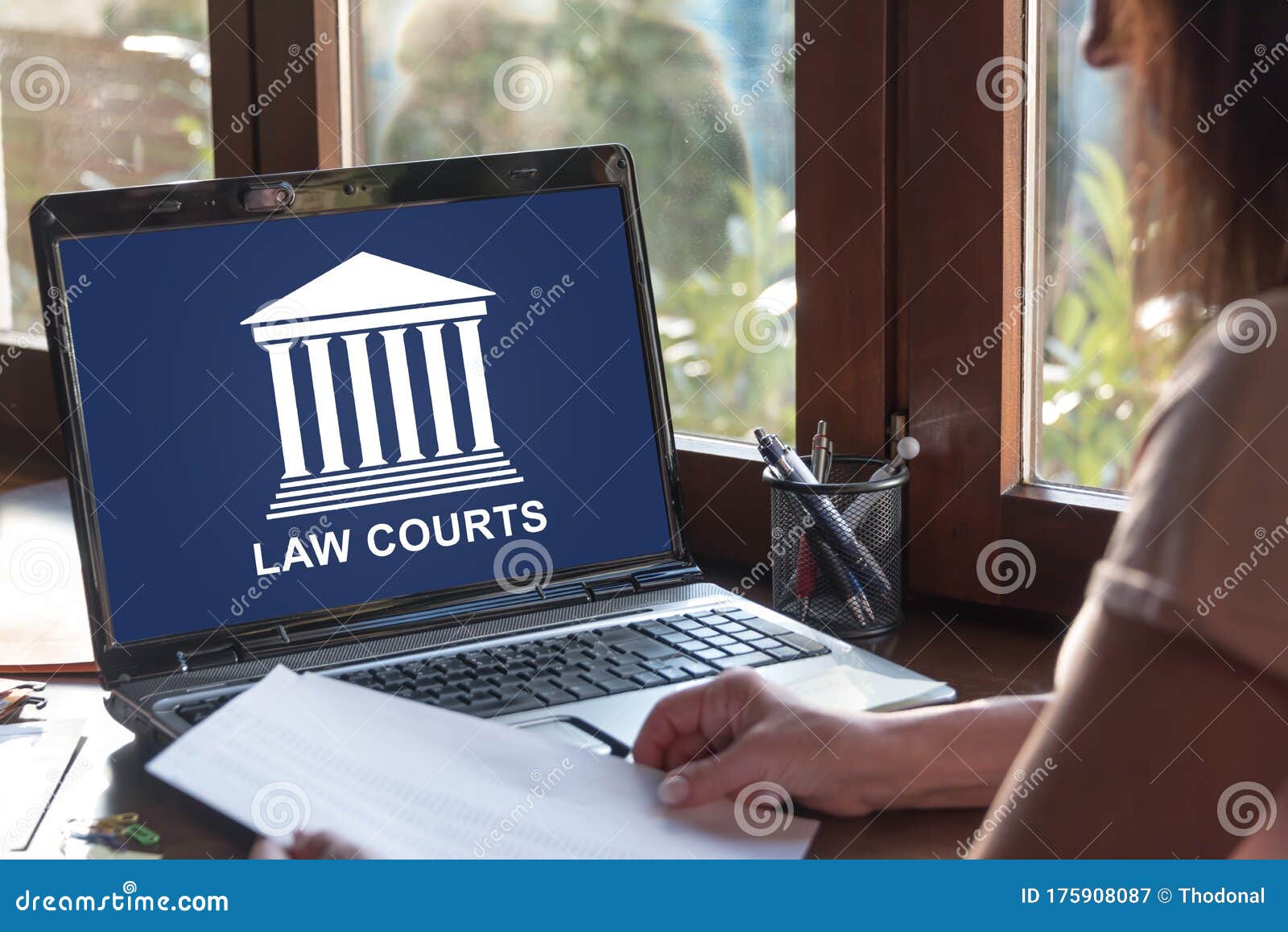 Law Courts Concept on a Laptop Screen Stock Image - Image of innocence ...