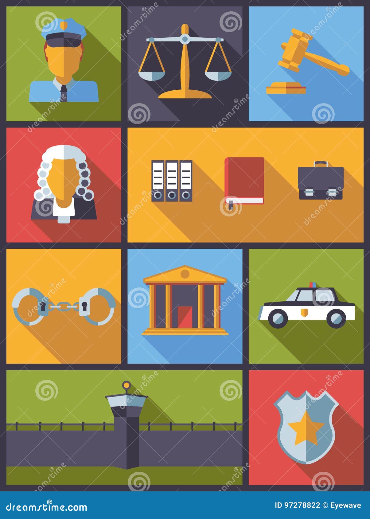 Law and Criminal Justice Flat Design Vector Illustration Stock Vector ...