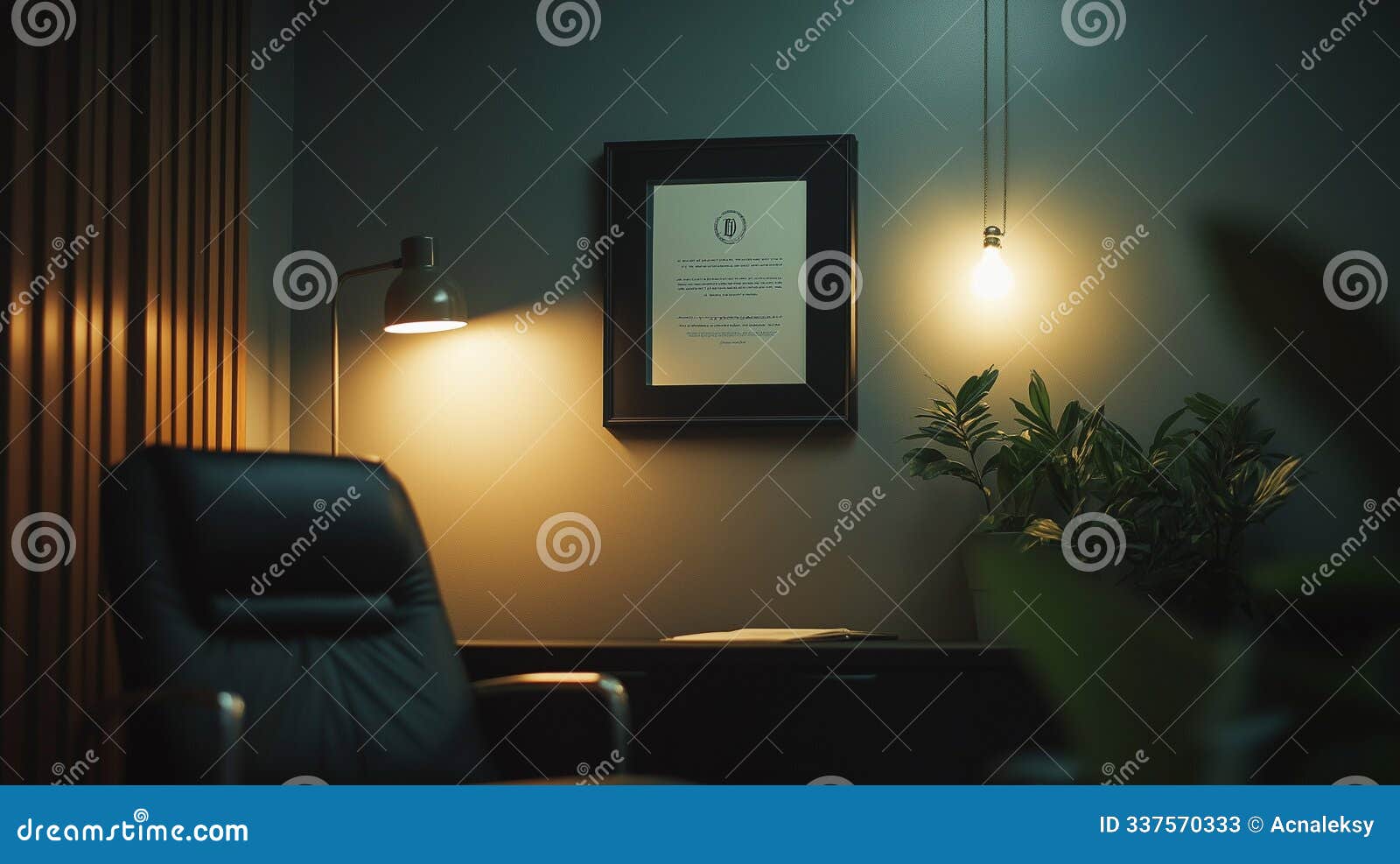 Law Degree in a Black Frame Hanging on an Office Wall Stock Image ...