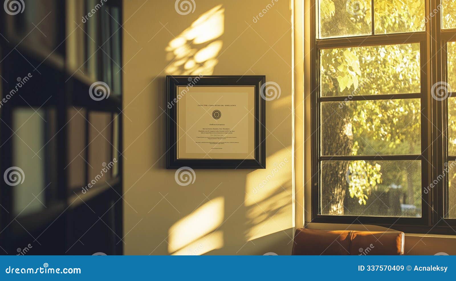 Law Degree in a Black Frame Hanging on an Office Wall Stock Image ...