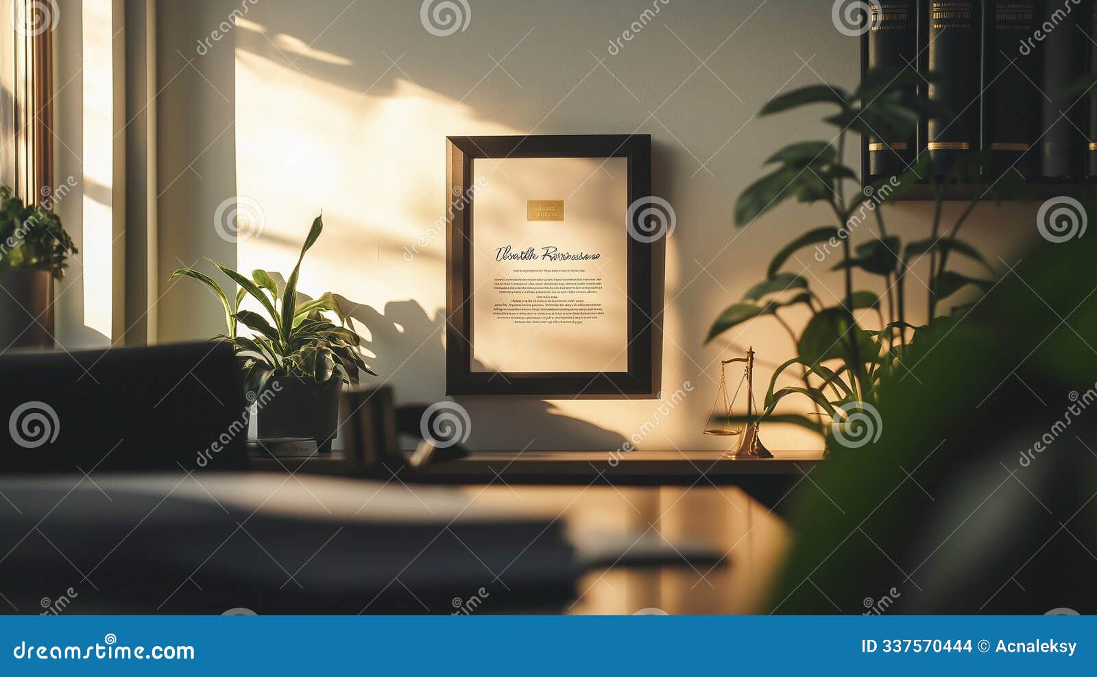 Law Degree in a Black Frame Hanging on an Office Wall Stock Photo ...