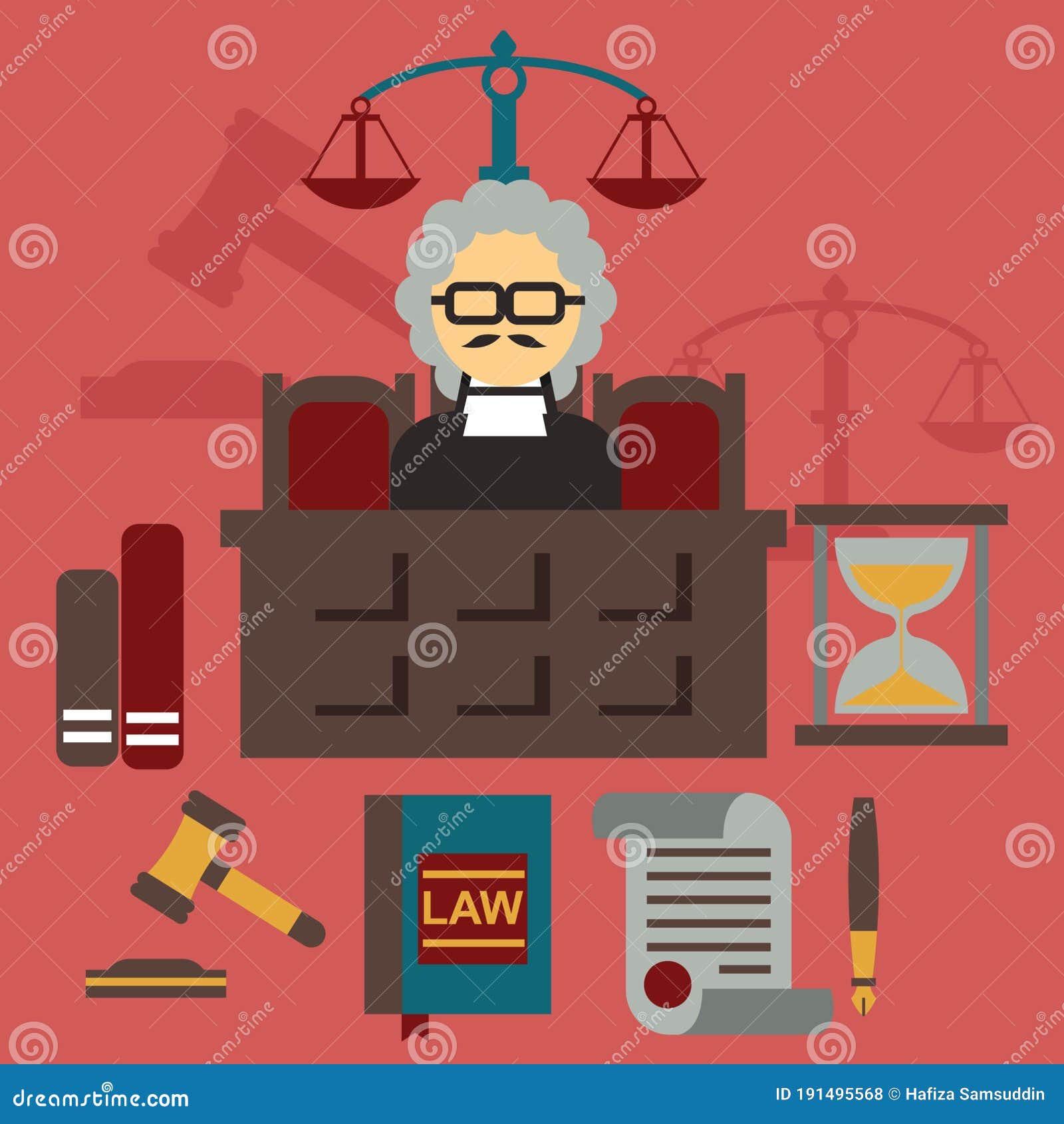 Law Elements Design. Vector Illustration Decorative Design Stock Vector ...