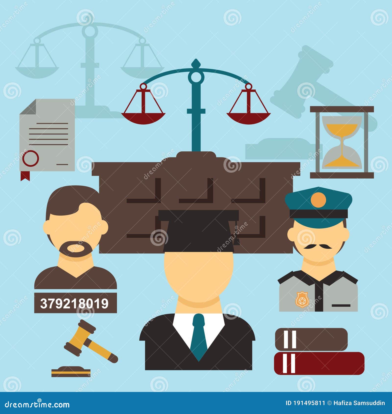 Law Elements Design. Vector Illustration Decorative Design Stock Vector ...