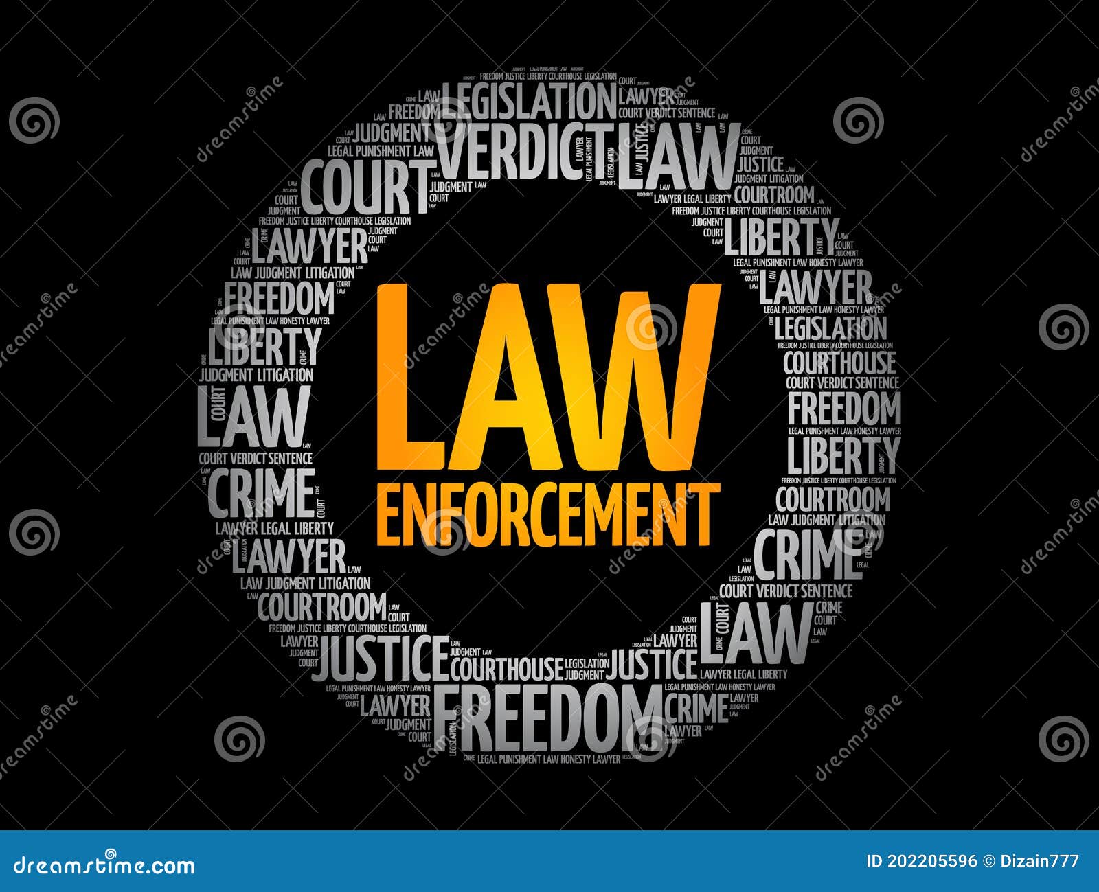 Law Enforcement Circle Word Cloud Stock Illustration - Illustration of ...