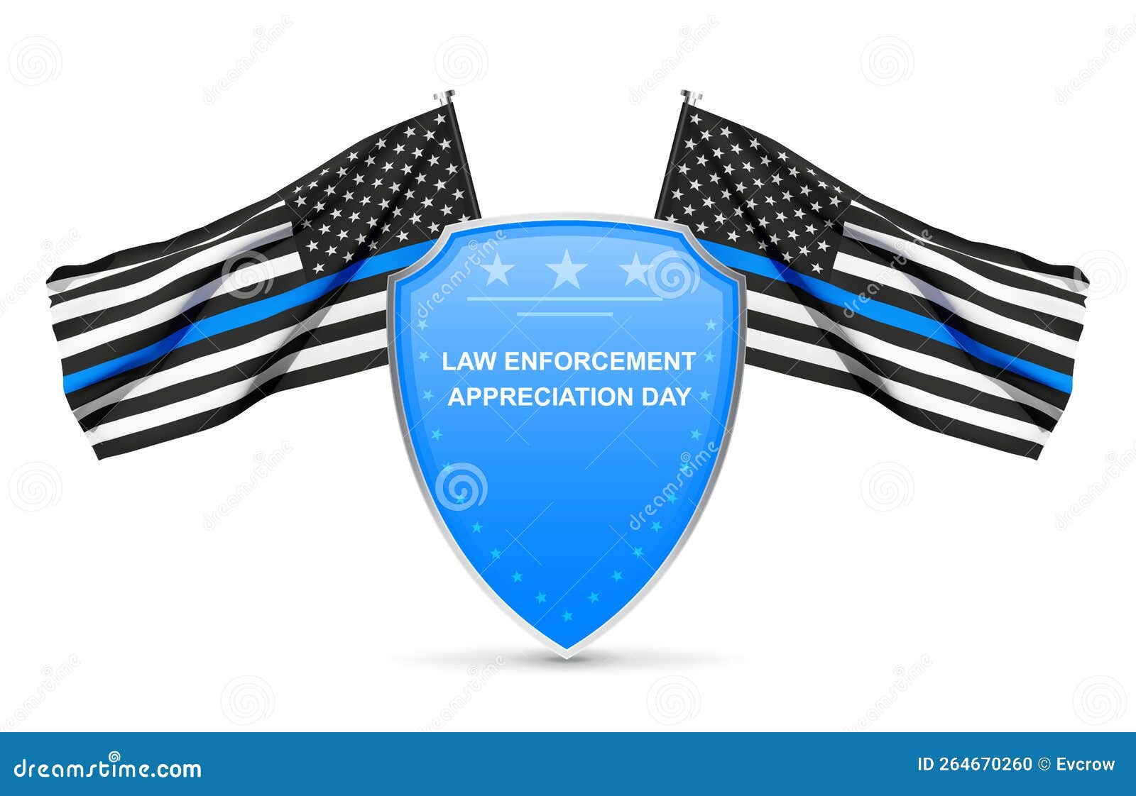Law Enforcement Support Flags with Shield Stock Vector - Illustration ...