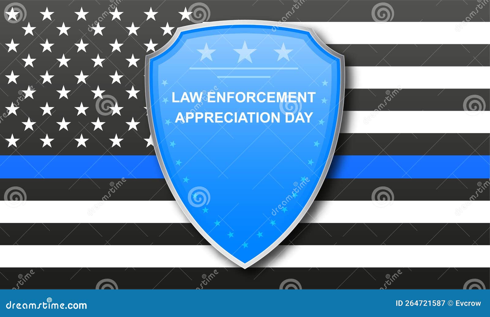 Law Enforcement Support Flags with Shield Stock Vector - Illustration ...