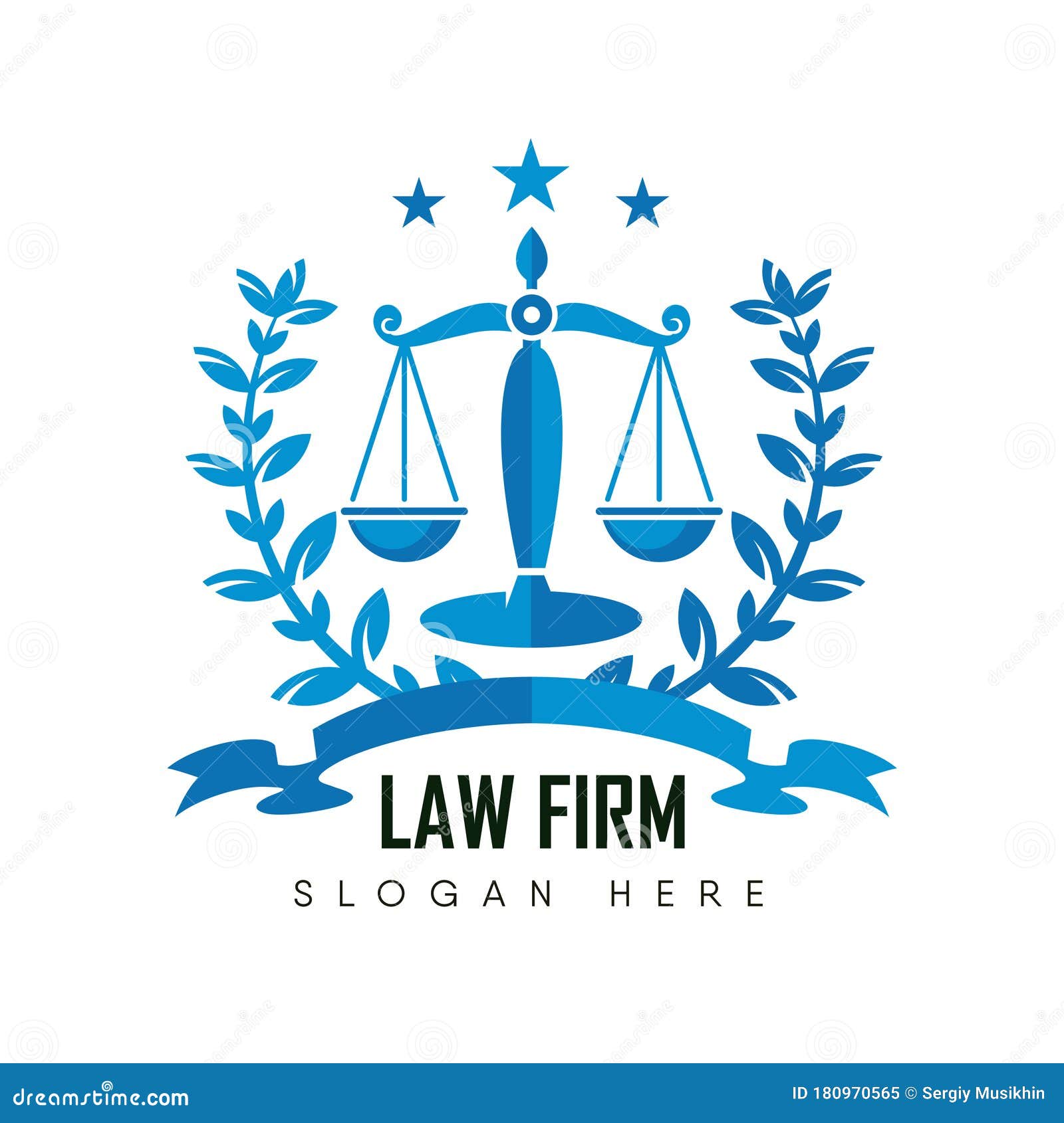 Law Firm Logo Template with Themis Scales, Banner for Inscription, Bay ...