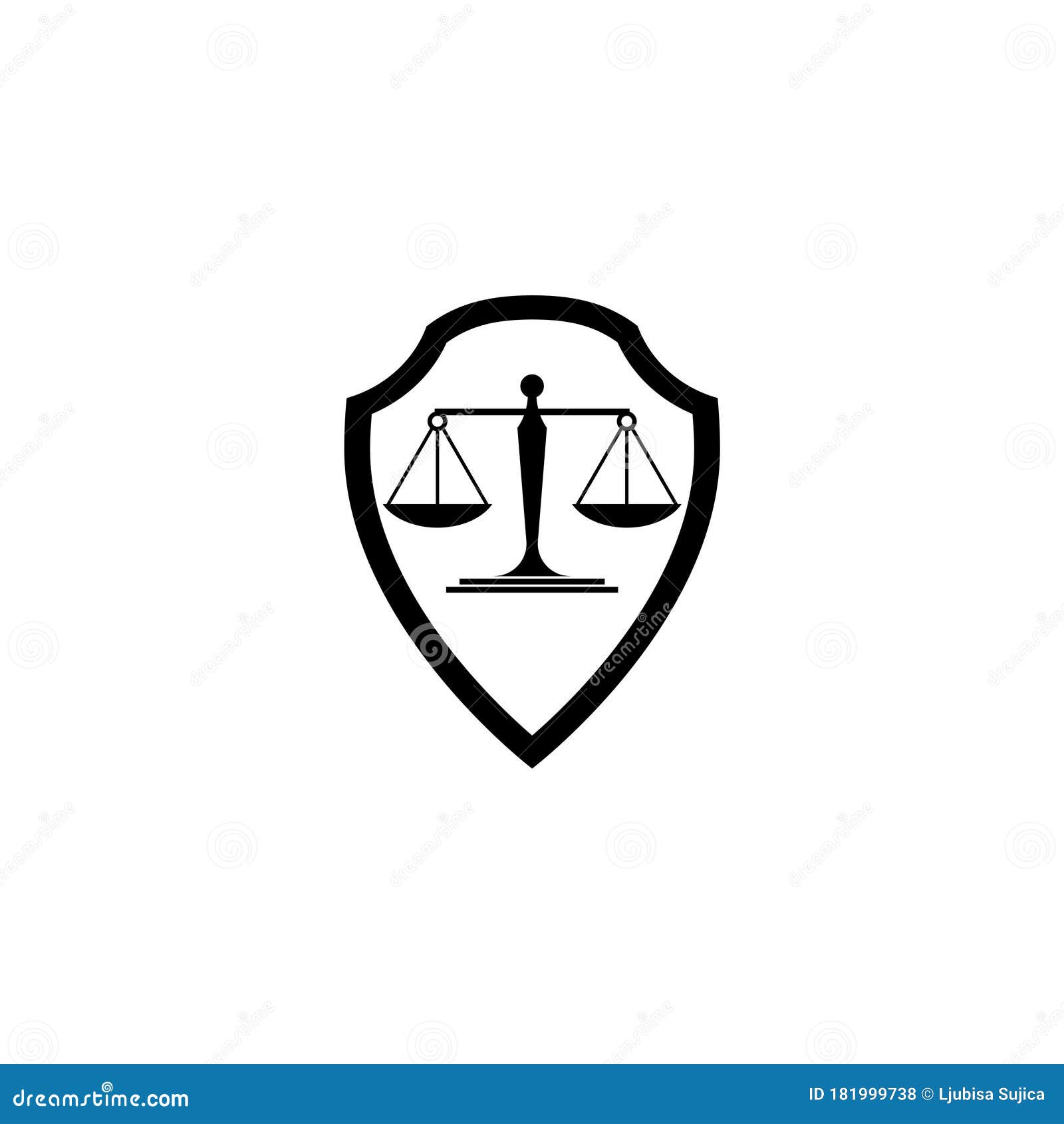 Law Firm and Shield Icon. Shield Justice Icon Isolated on White ...