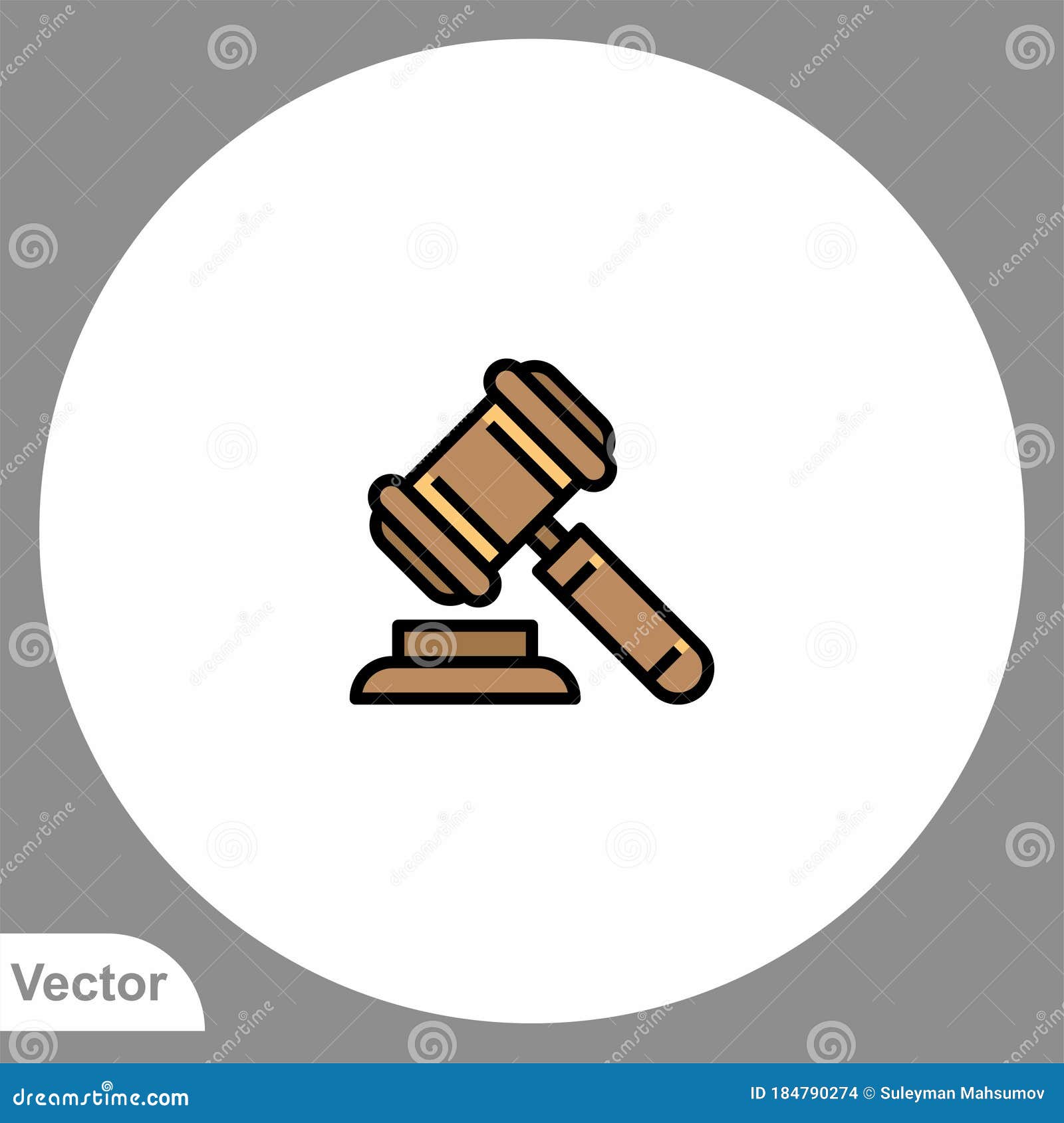 Law Hammer Vector Icon Sign Symbol Stock Vector - Illustration of ...