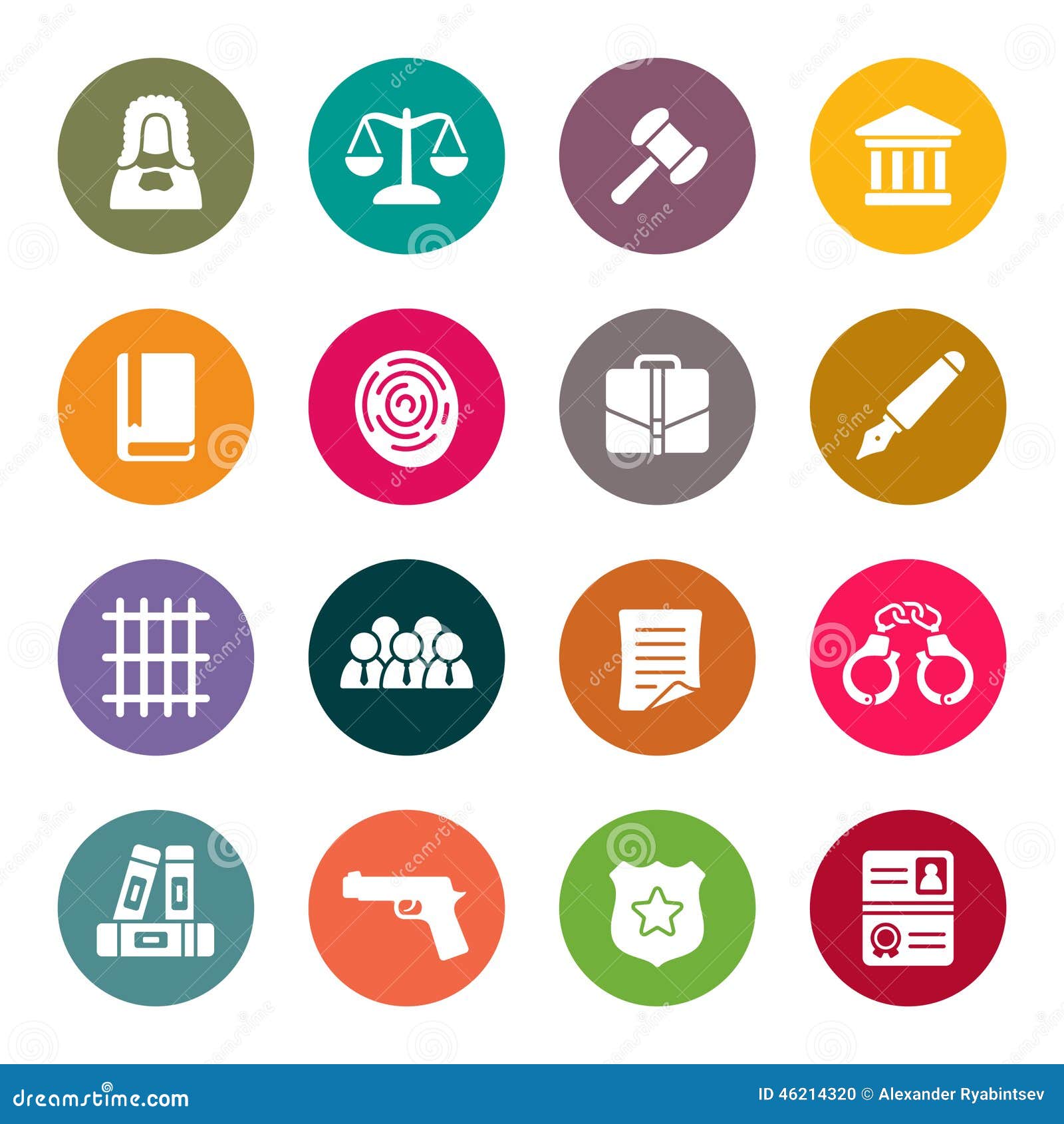 Law icon set stock vector. Illustration of gavel, legal - 46214320