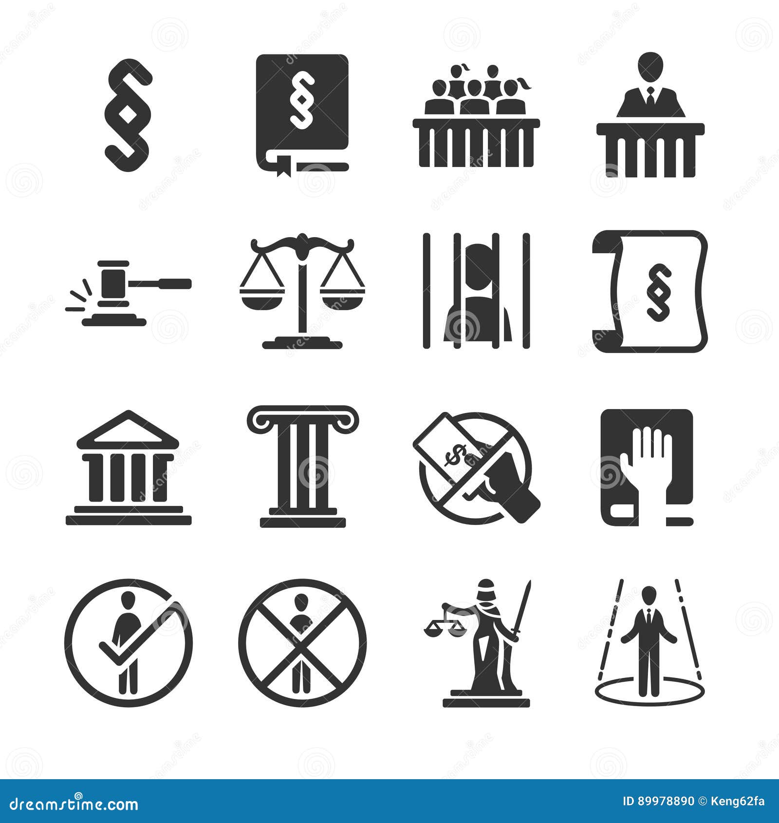Law icons stock vector. Illustration of balance, attorney - 89978890
