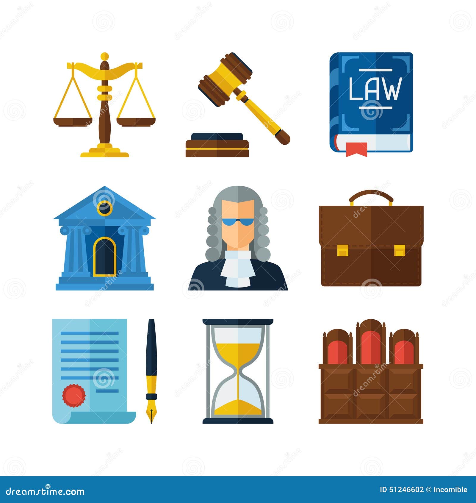 Law Icons Set in Flat Design Style Stock Vector - Illustration of ...