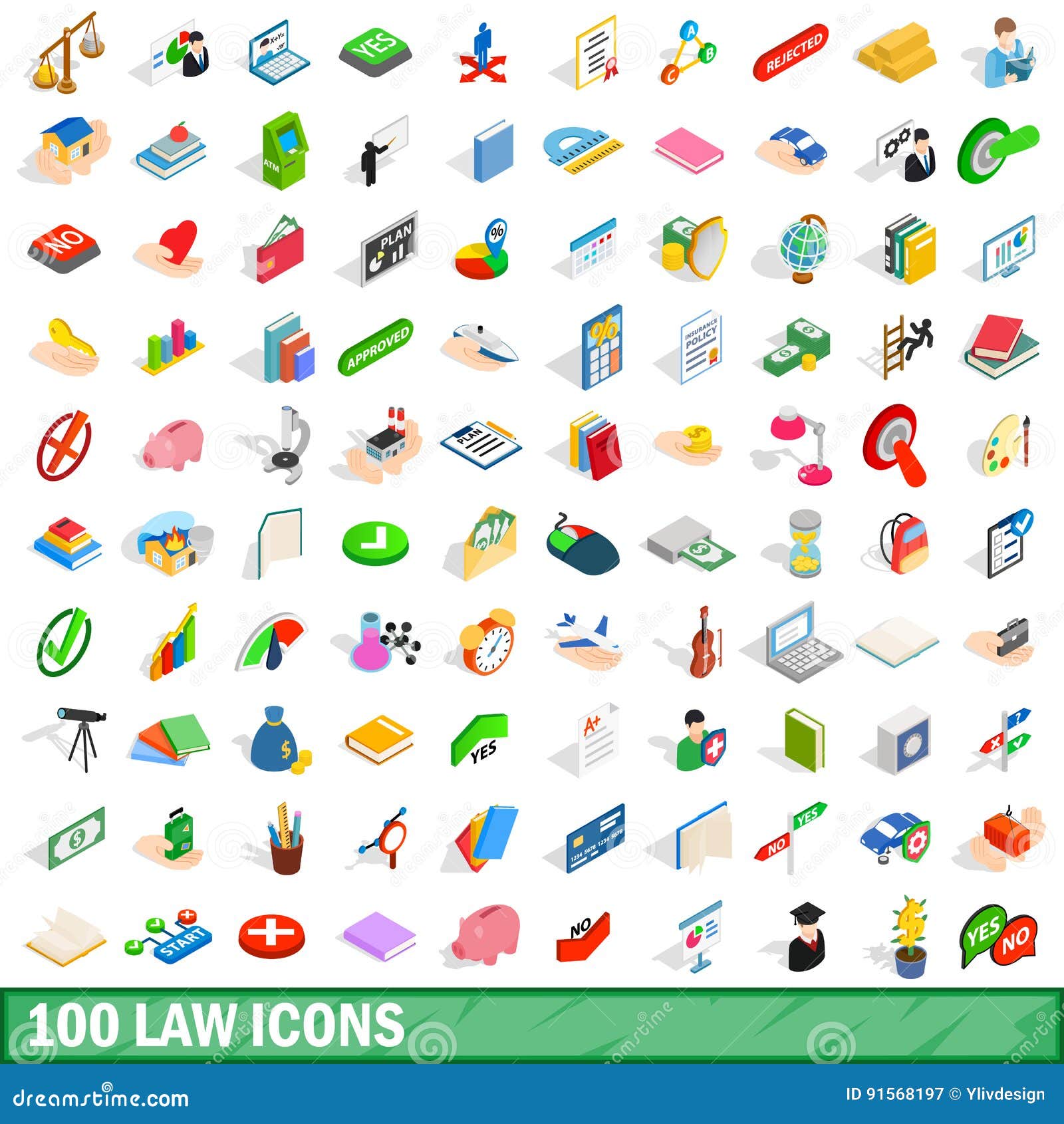 100 Law Icons Set, Isometric 3d Style Stock Vector - Illustration of ...