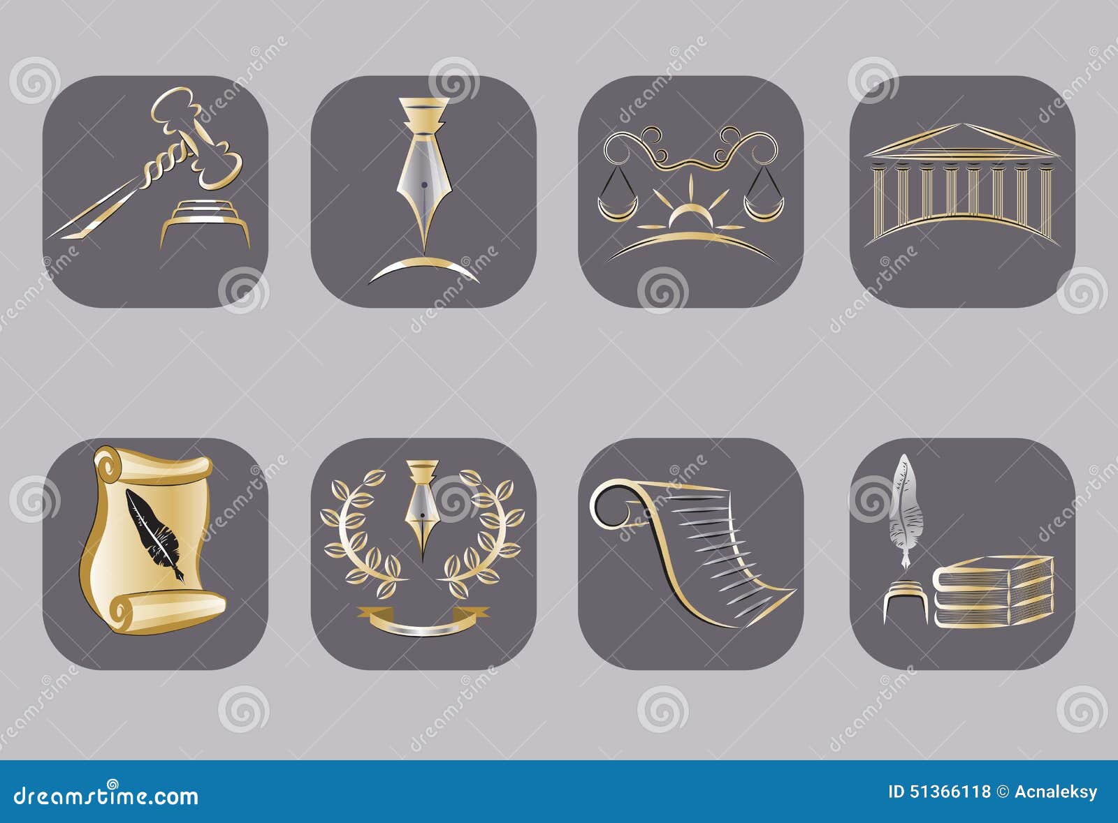 Law Icons Set stock vector. Illustration of black, gavel - 51366118