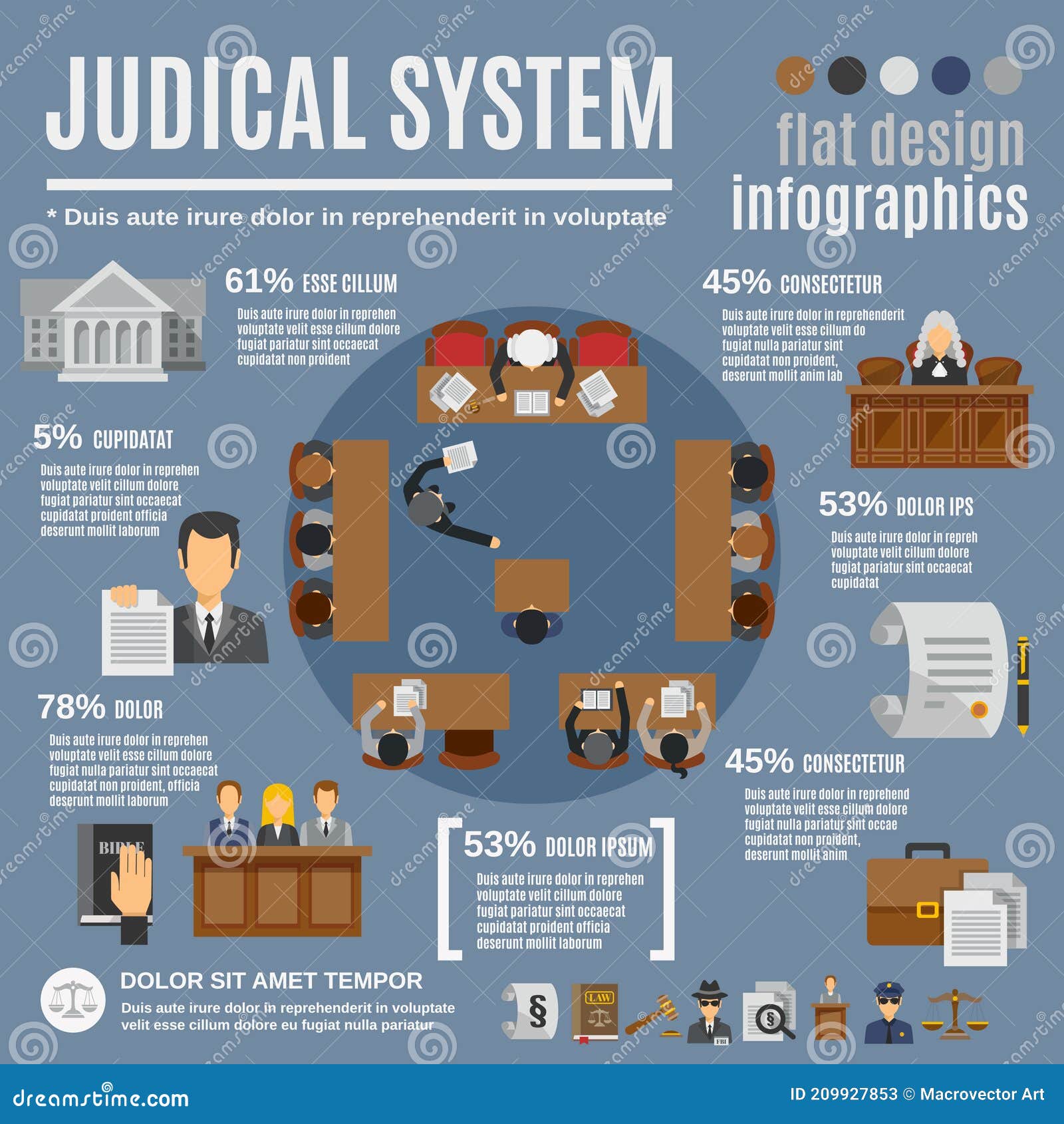 Law Infographics Set stock vector. Illustration of judge - 209927853