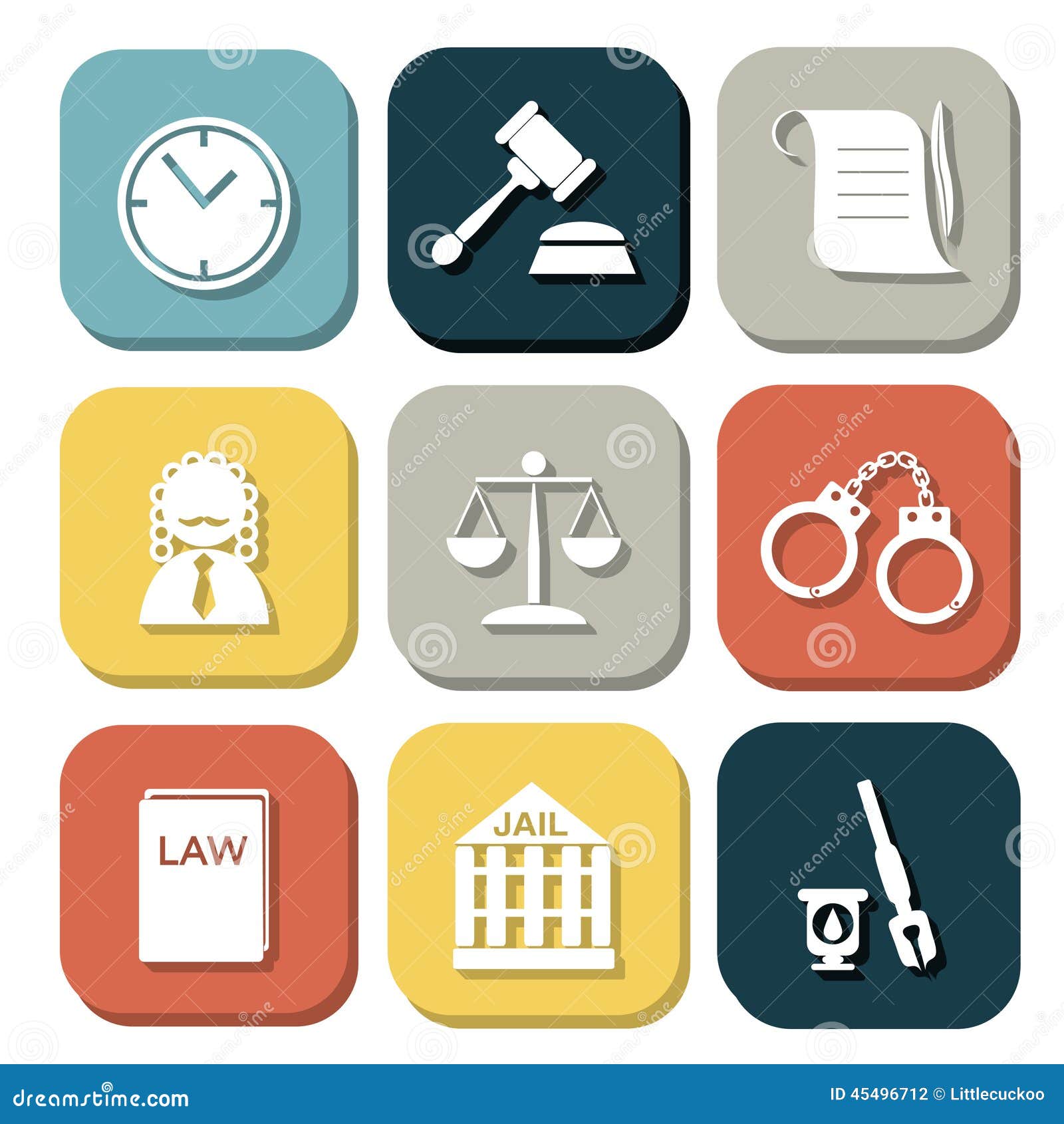 Law Judge Icon Set, Justice Sign Stock Vector - Illustration of defense ...