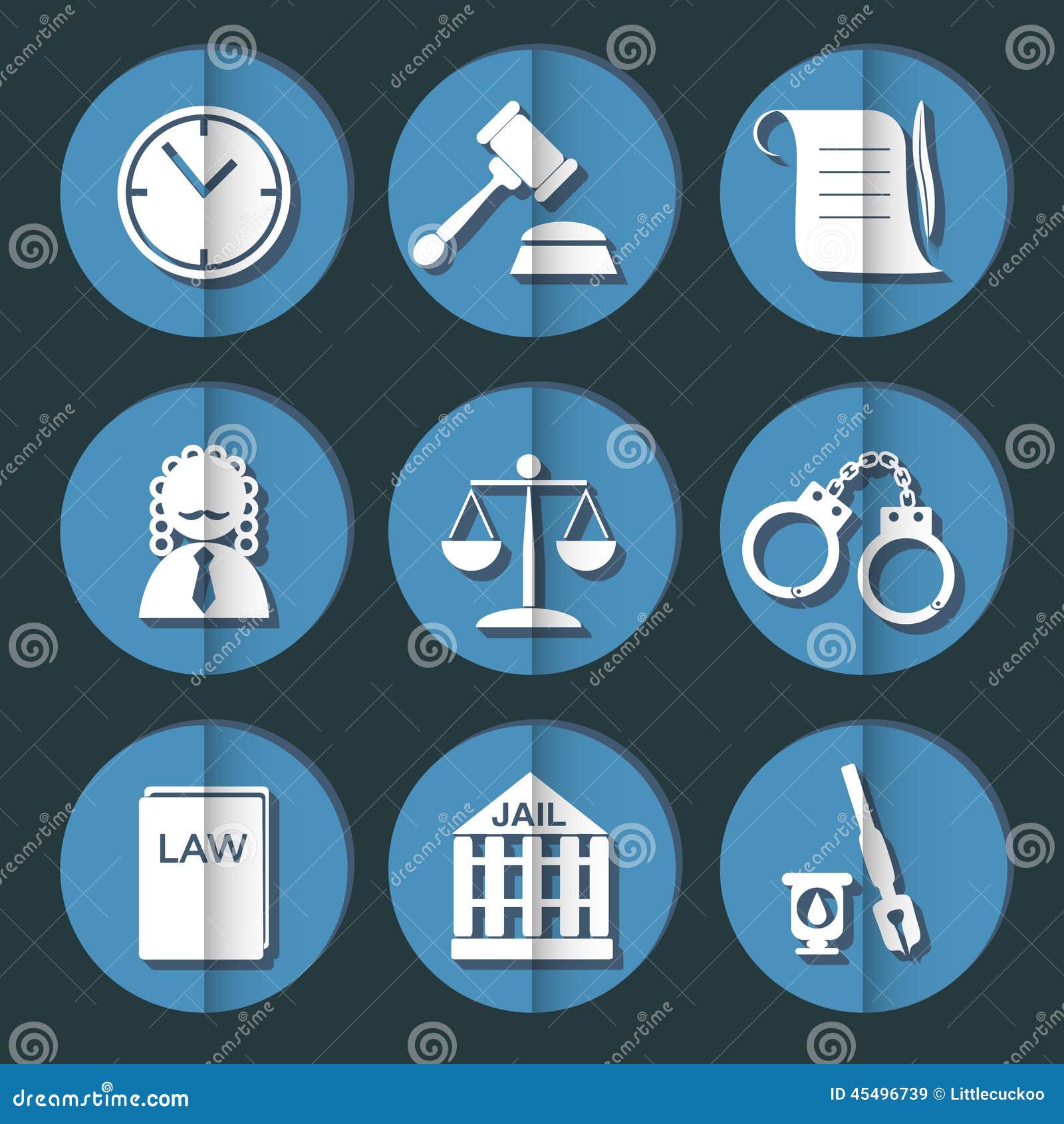 Law Judge Icon Set, Justice Sign Stock Vector - Illustration of ...