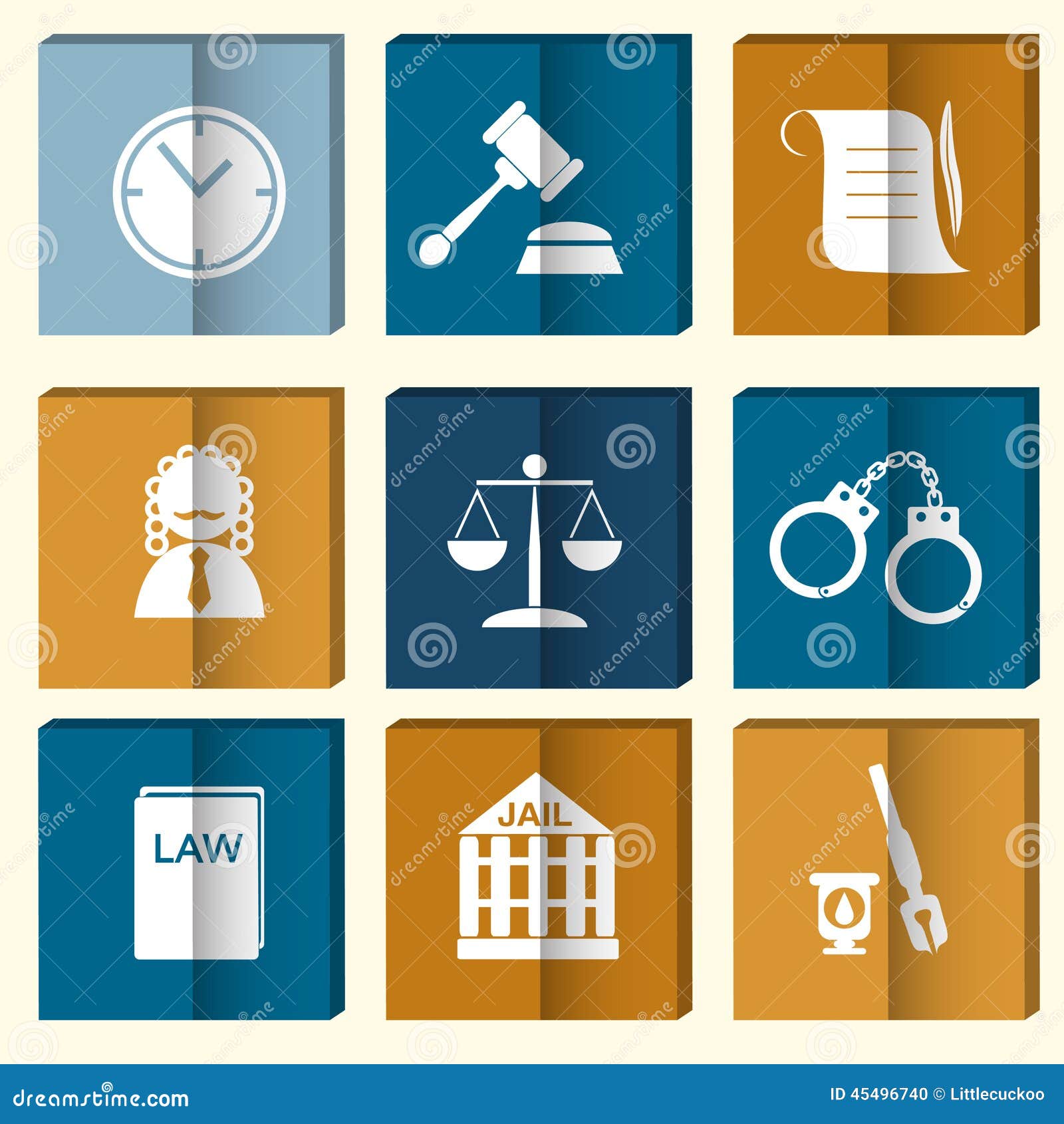 Law Judge Icon Set, Justice Sign Stock Vector - Illustration of crime ...