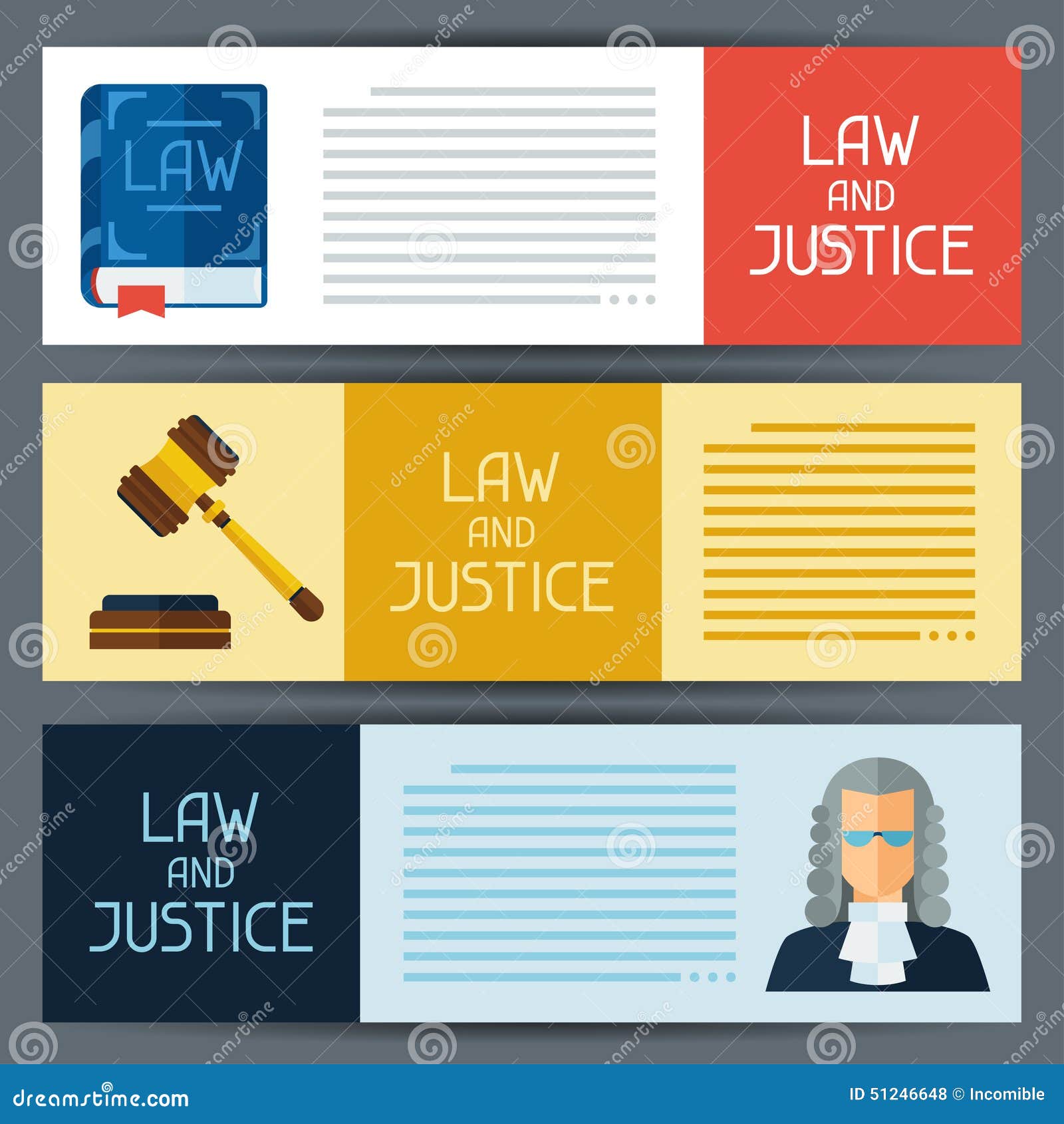 Law and Justice Horizontal Banners in Flat Design Stock Vector ...