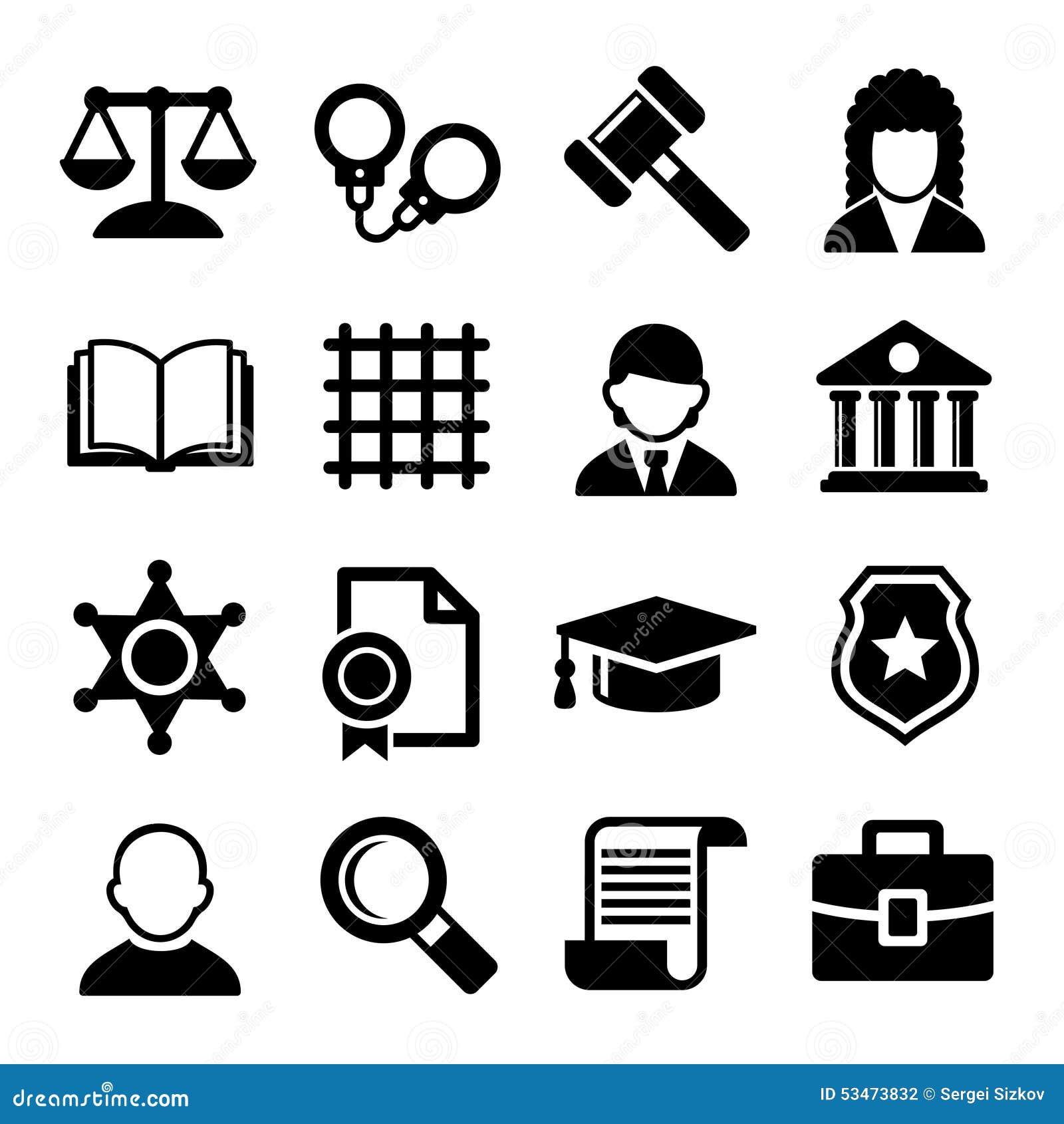 Law and Justice Icons Set. Vector Stock Vector - Illustration of ...