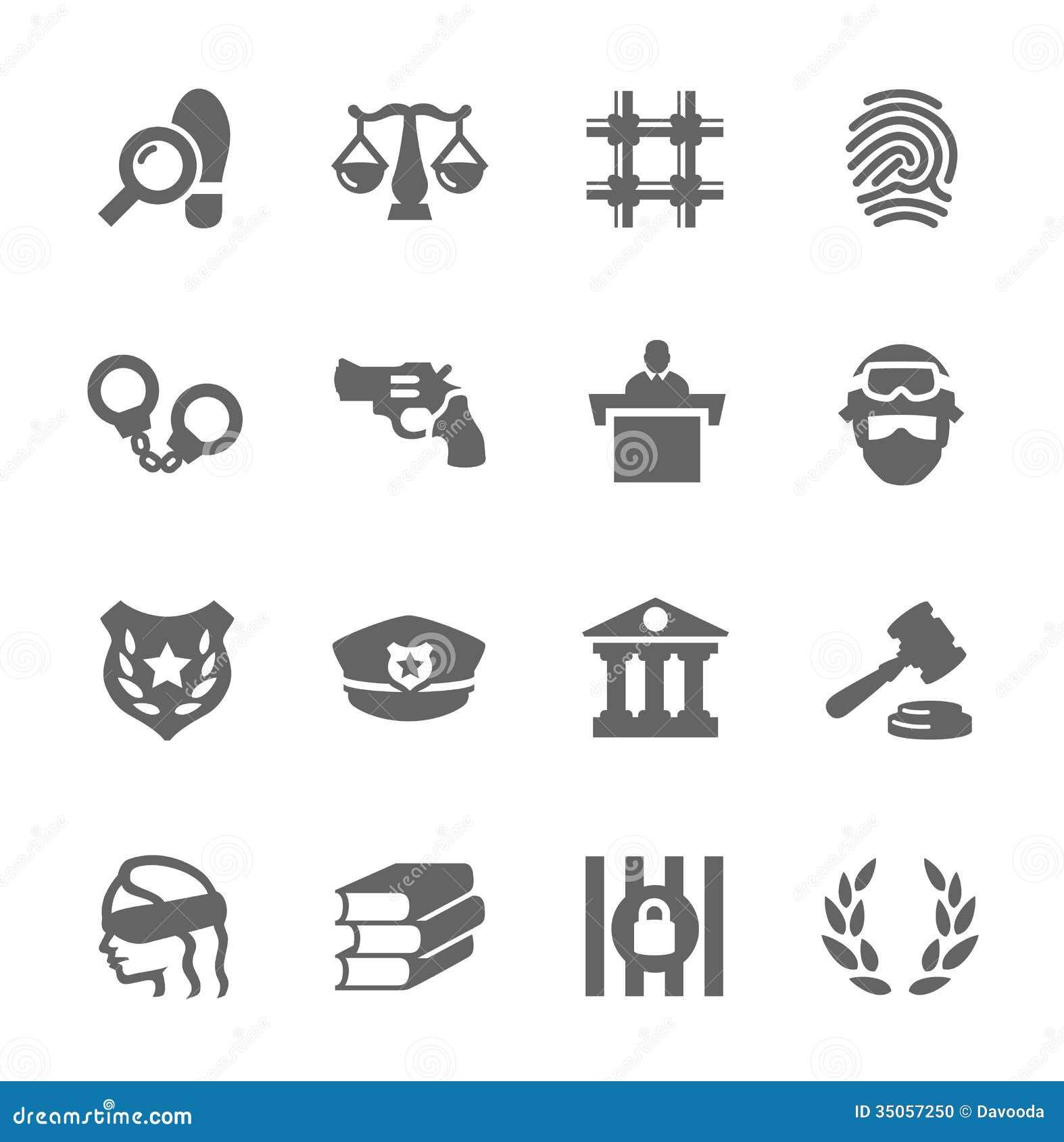 Law and Justice icons stock vector. Illustration of arrest - 35057250