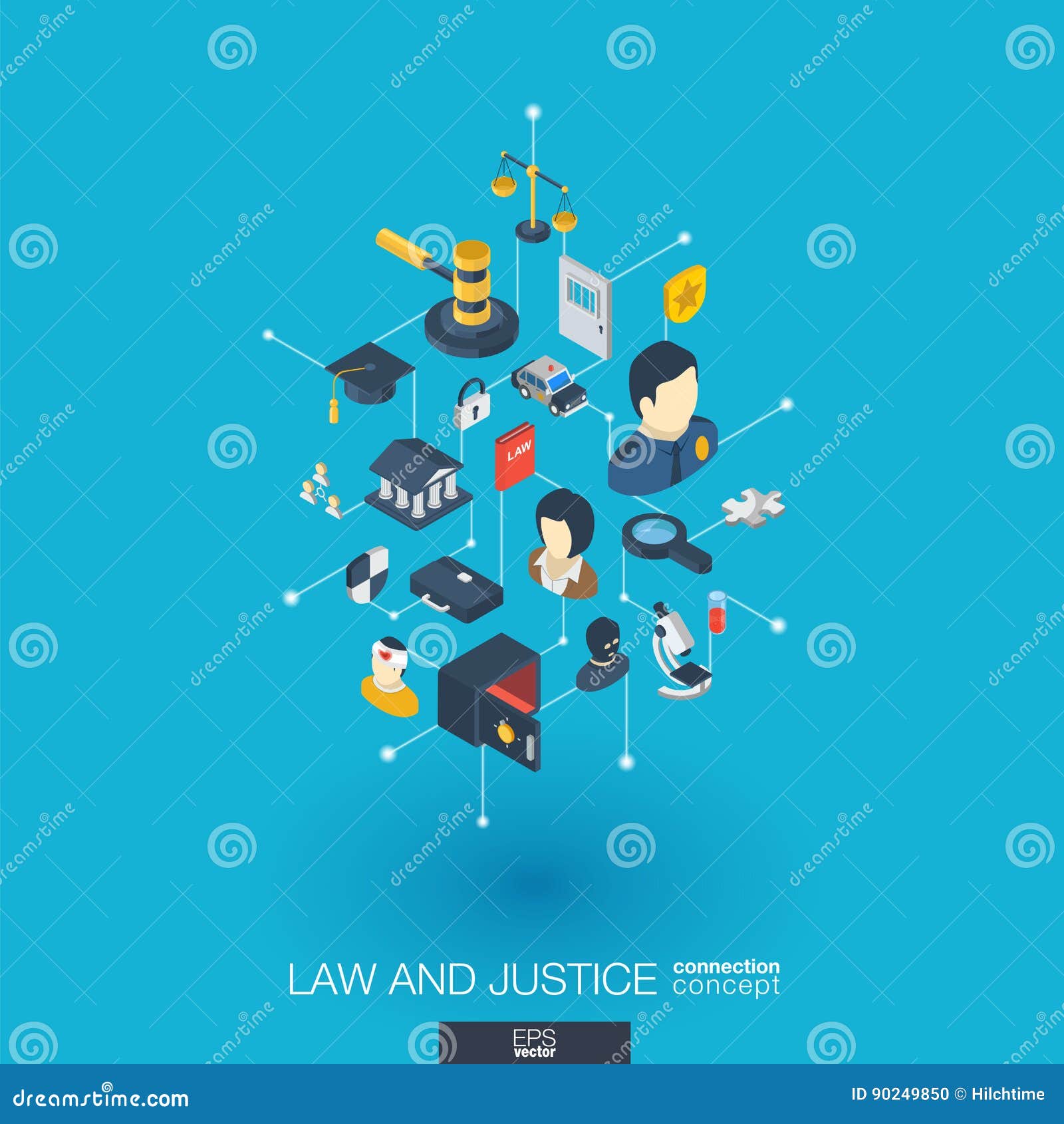 Law and Justice Integrated 3d Web Icons. Digital Network Isometric ...