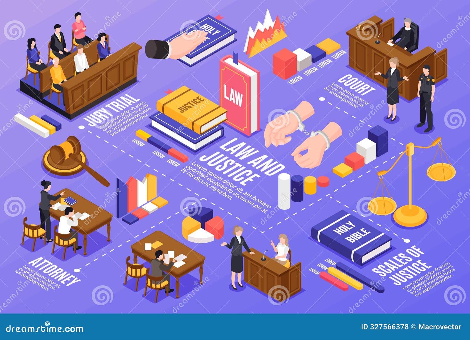 Law and Justice Isometric Infographics Stock Illustration ...