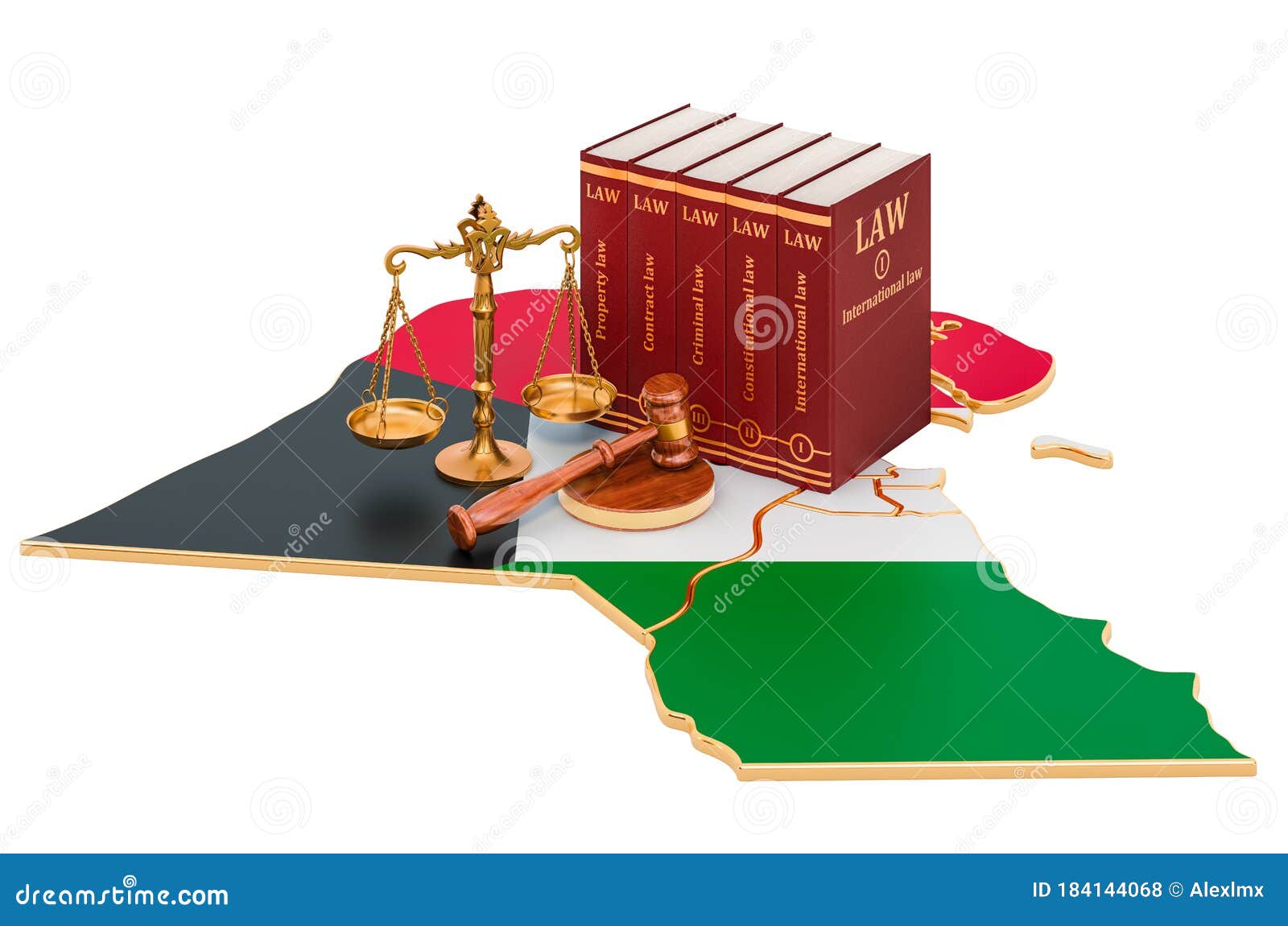 Law and Justice in Kuwait Concept, 3D Rendering Stock Illustration ...