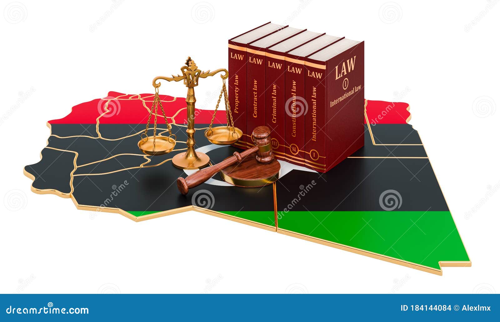 Law and Justice in Libya Concept, 3D Rendering Stock Illustration ...