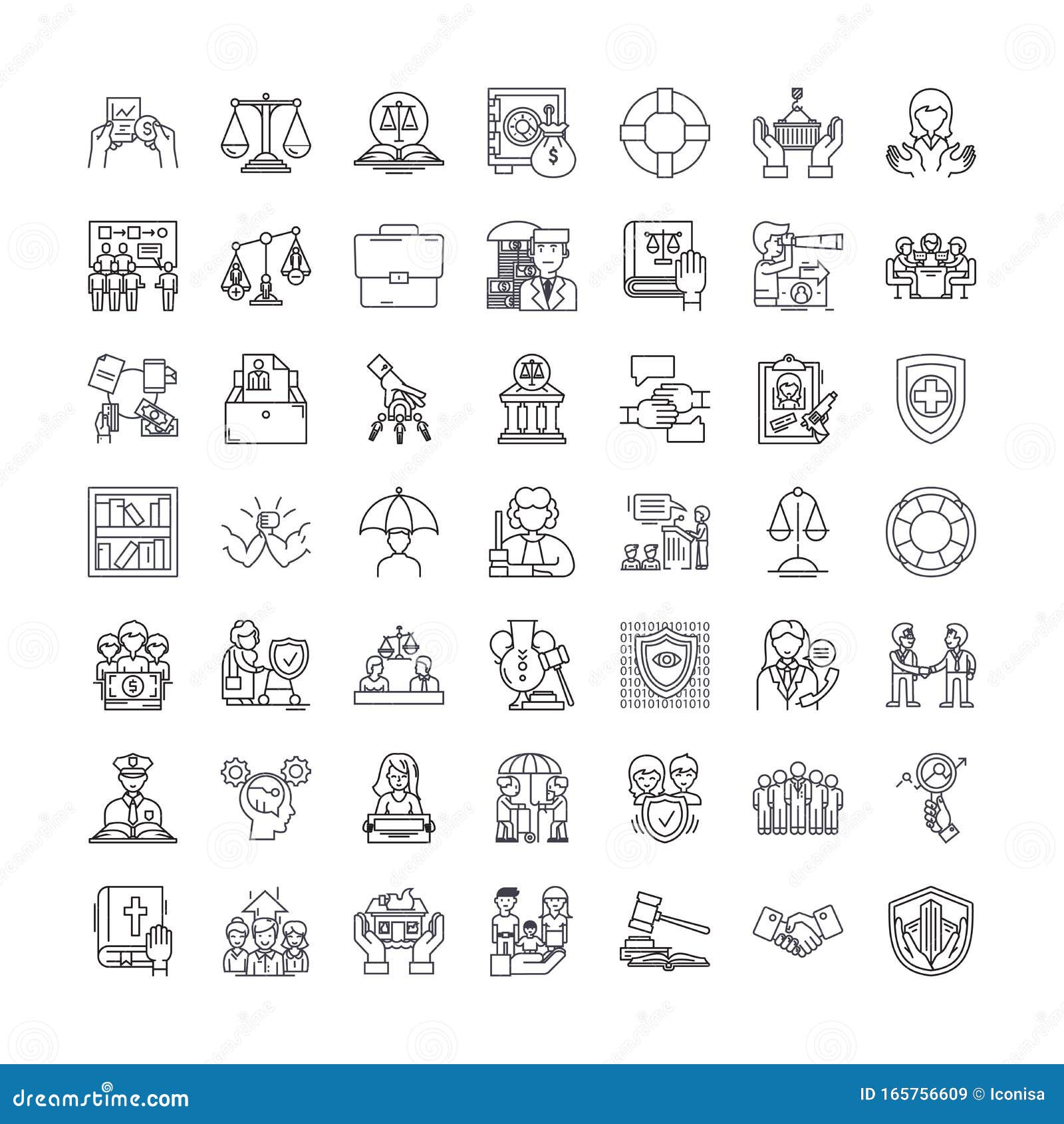 Law Justice Linear Icons, Signs, Symbols Vector Line Illustration Set ... Law Justice Linear Icons, Signs, Symbols Vector Line Illustration Set ...
