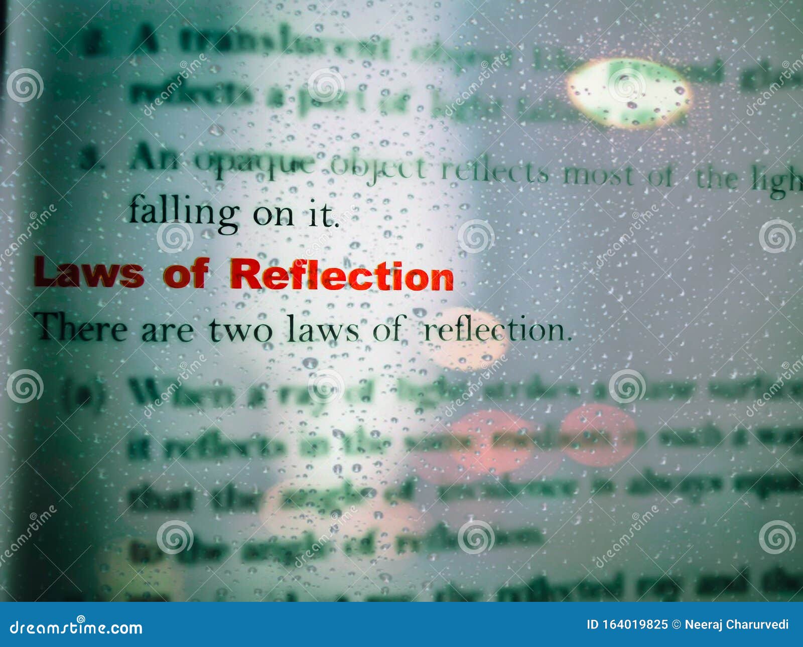 Law of Reflection Physics Related Terminology Displayed on Water Drop ...