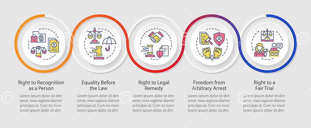 Law Rights Protection Infographics Circles Sequence Stock Illustration ...