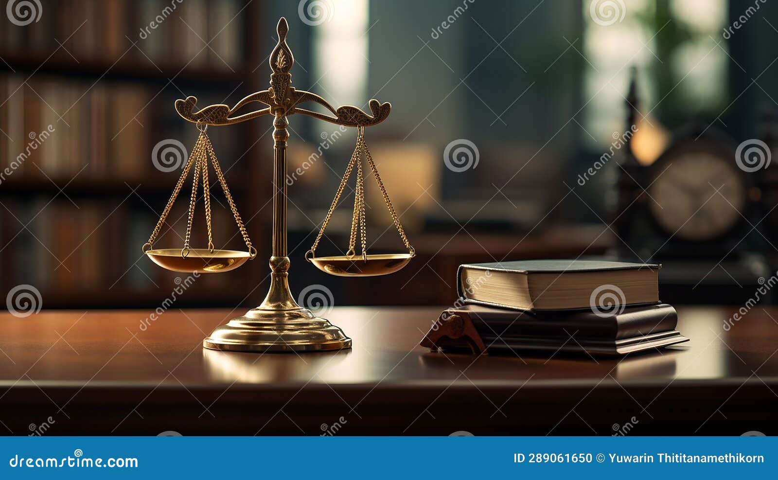 Law Scale Icon on Desk at Law Firm Office. Generative AI Stock ...