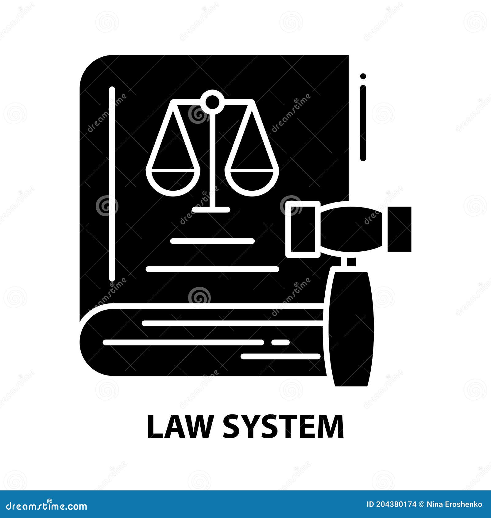 Law System Icon, Black Vector Sign with Editable Strokes, Concept ...