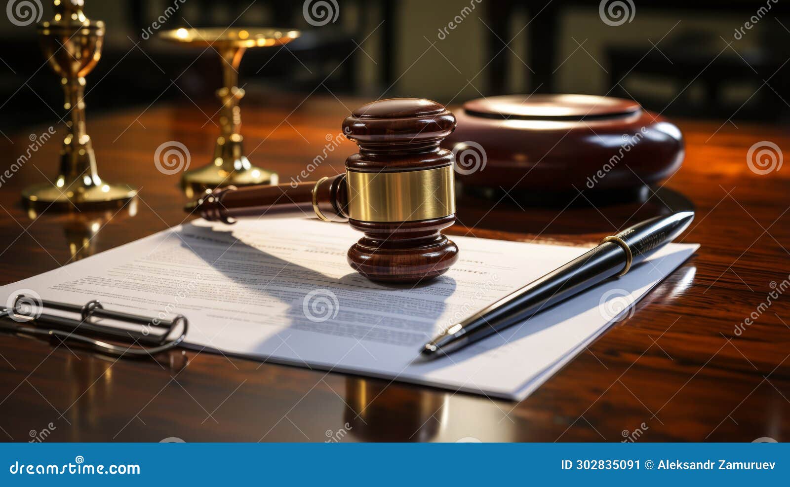 Law Theme, Mallet of the Judge, Justice Scale, Mirror Reflection ...