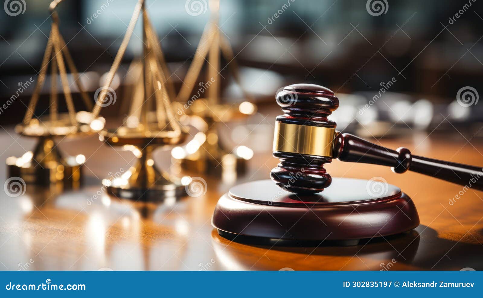 Law Theme, Mallet of the Judge, Justice Scale, Mirror Reflection ...