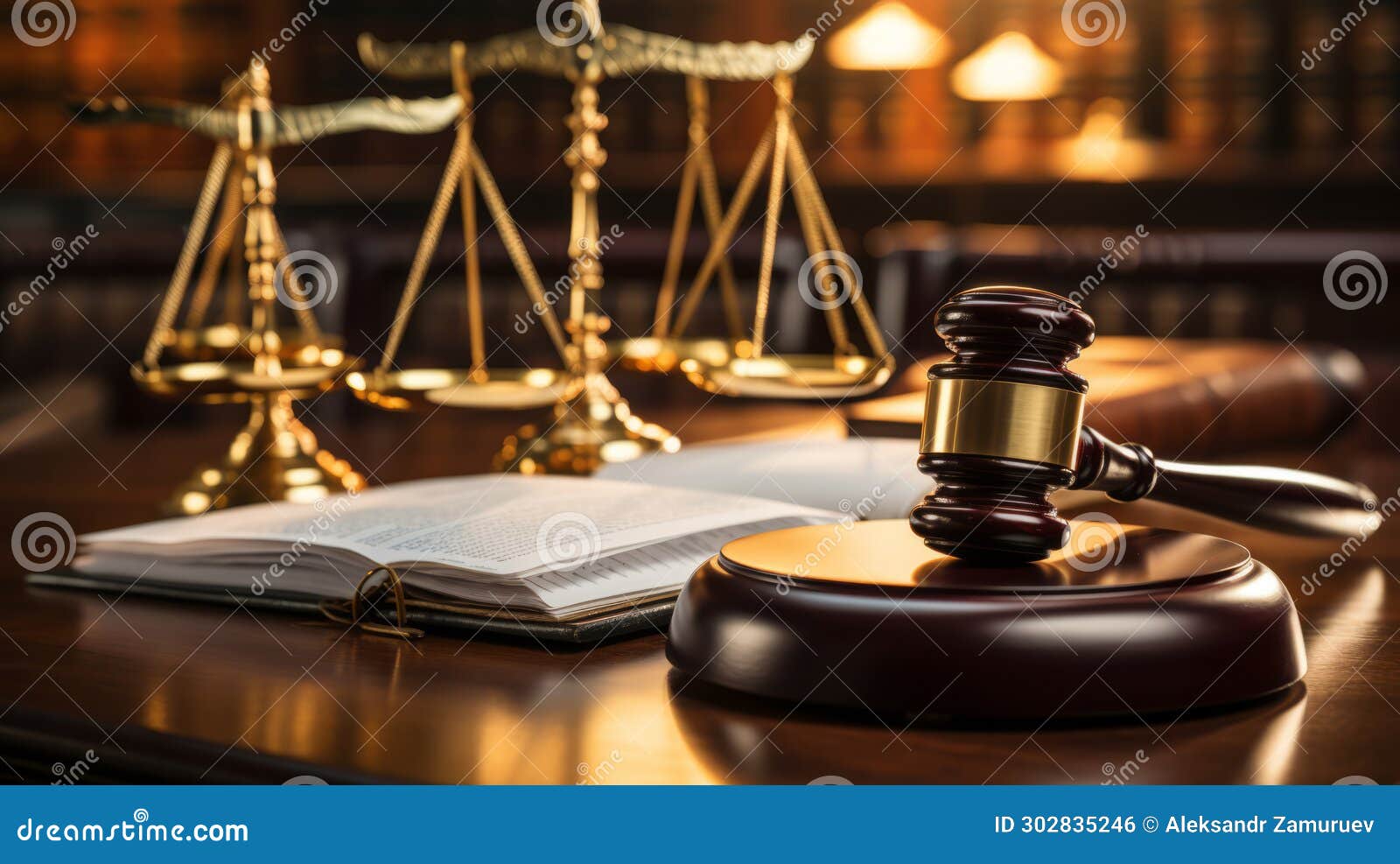 Law Theme, Mallet of the Judge, Justice Scale, Mirror Reflection ...