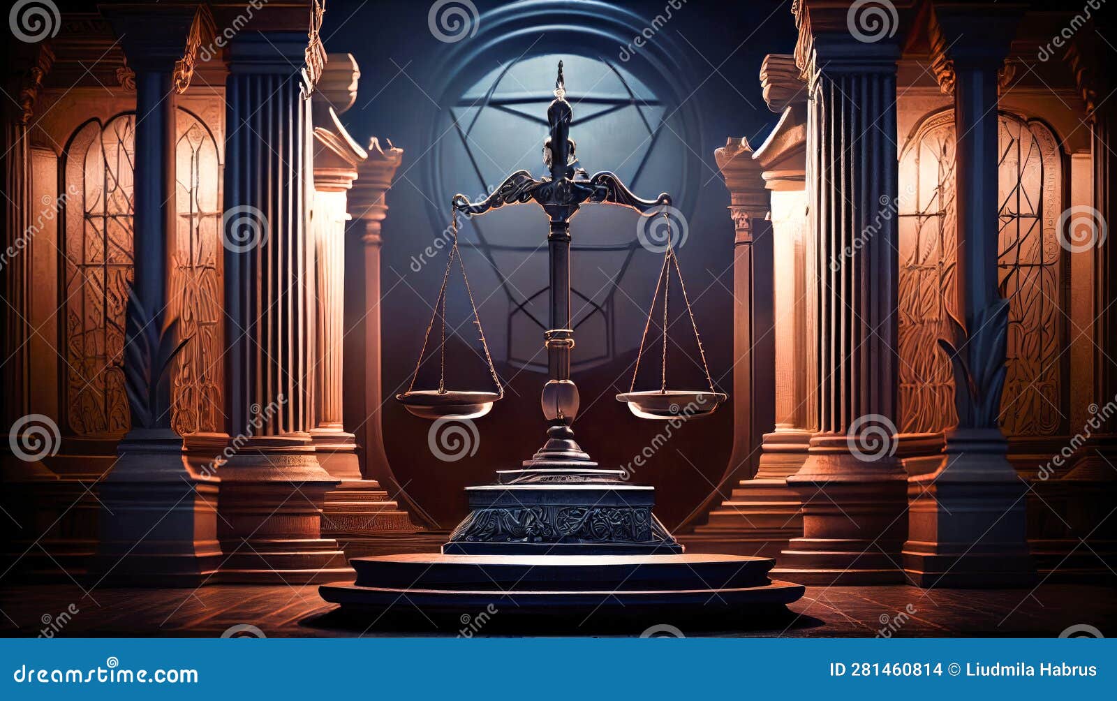 Law Theme with Scales of Justice and Scales of Justice. Generative AI ...