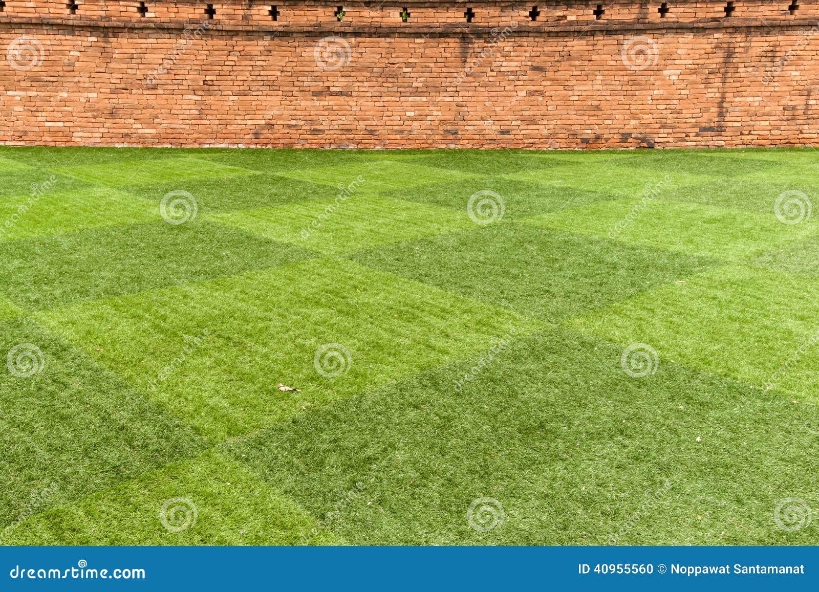 Lawn and brick wall stock photo. Image of lawn, layer - 40955560