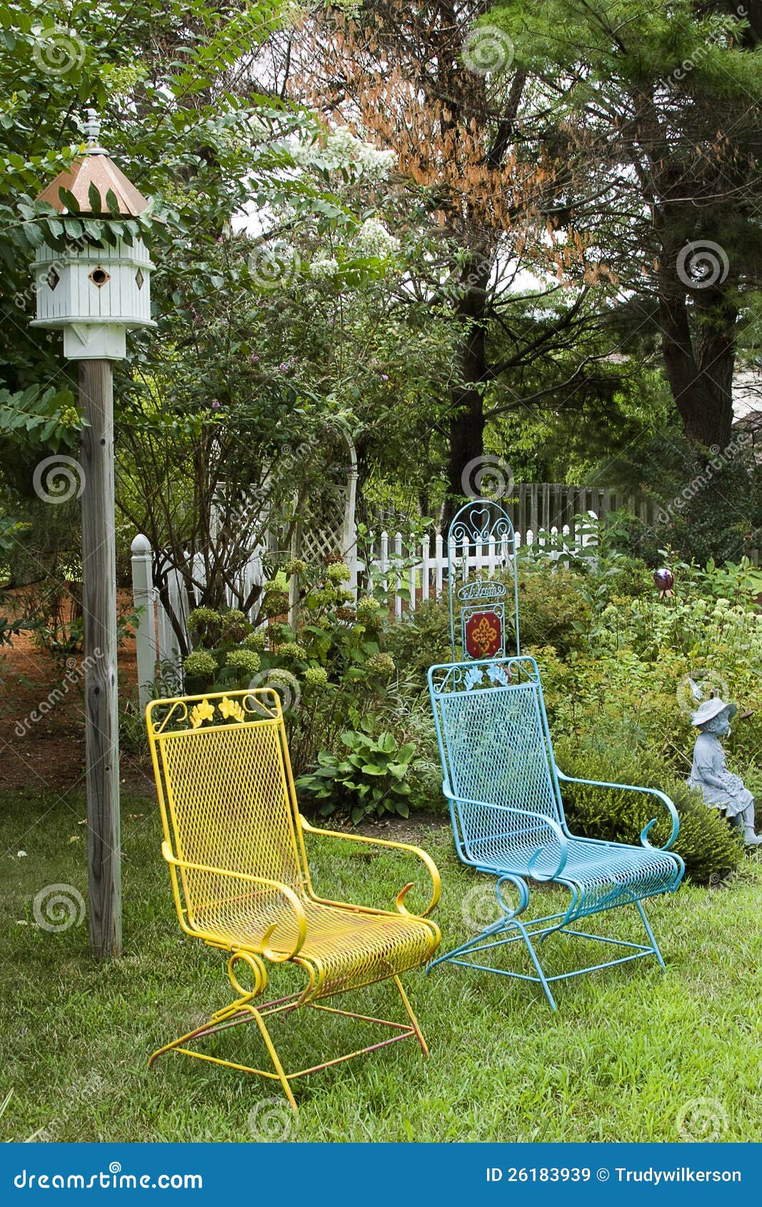 Lawn Chairs in Garden stock image. Image of garden, grass - 26183939