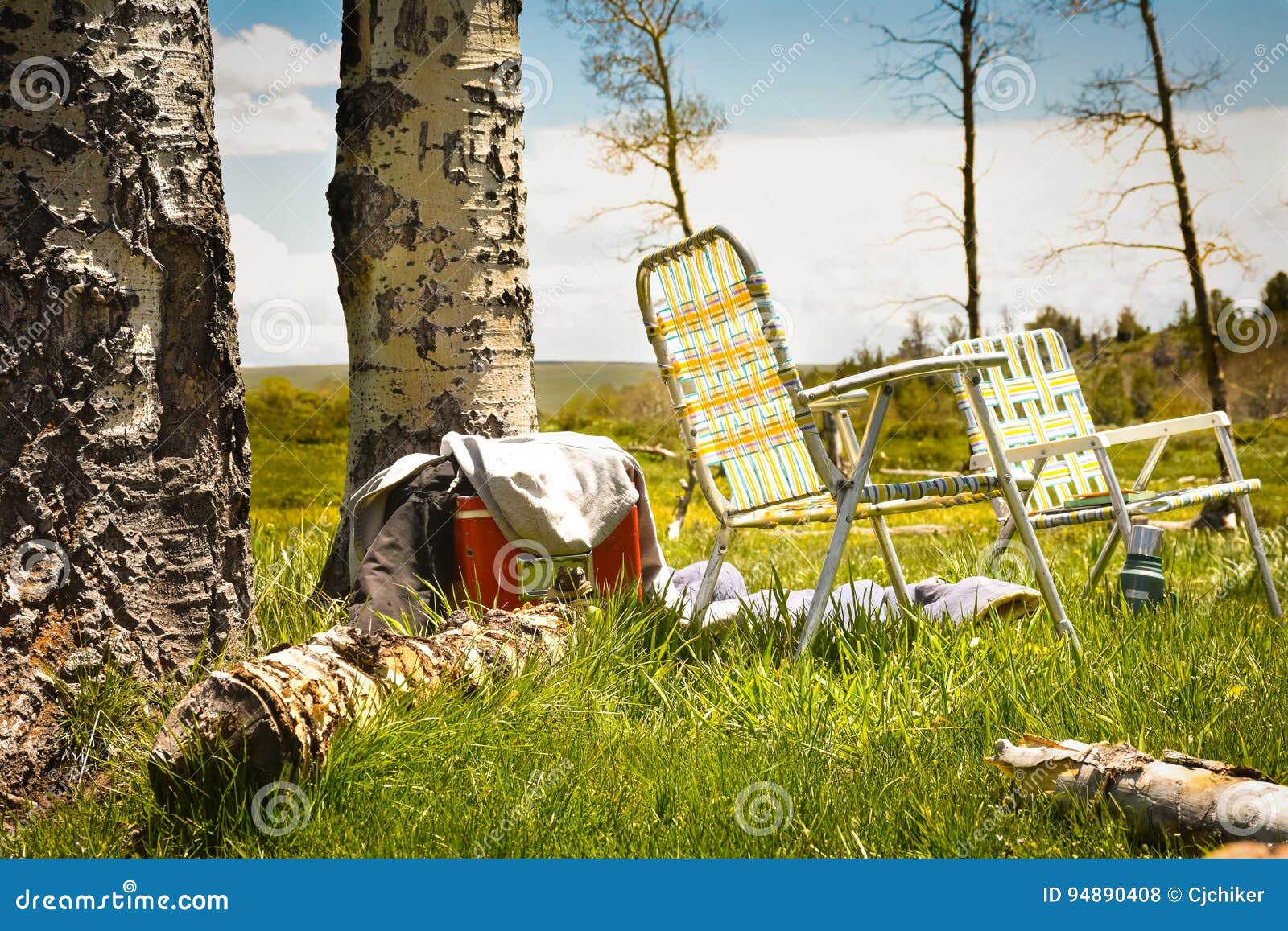 Lawn Chairs Picnic Scene stock photo. Image of weekend - 94890408