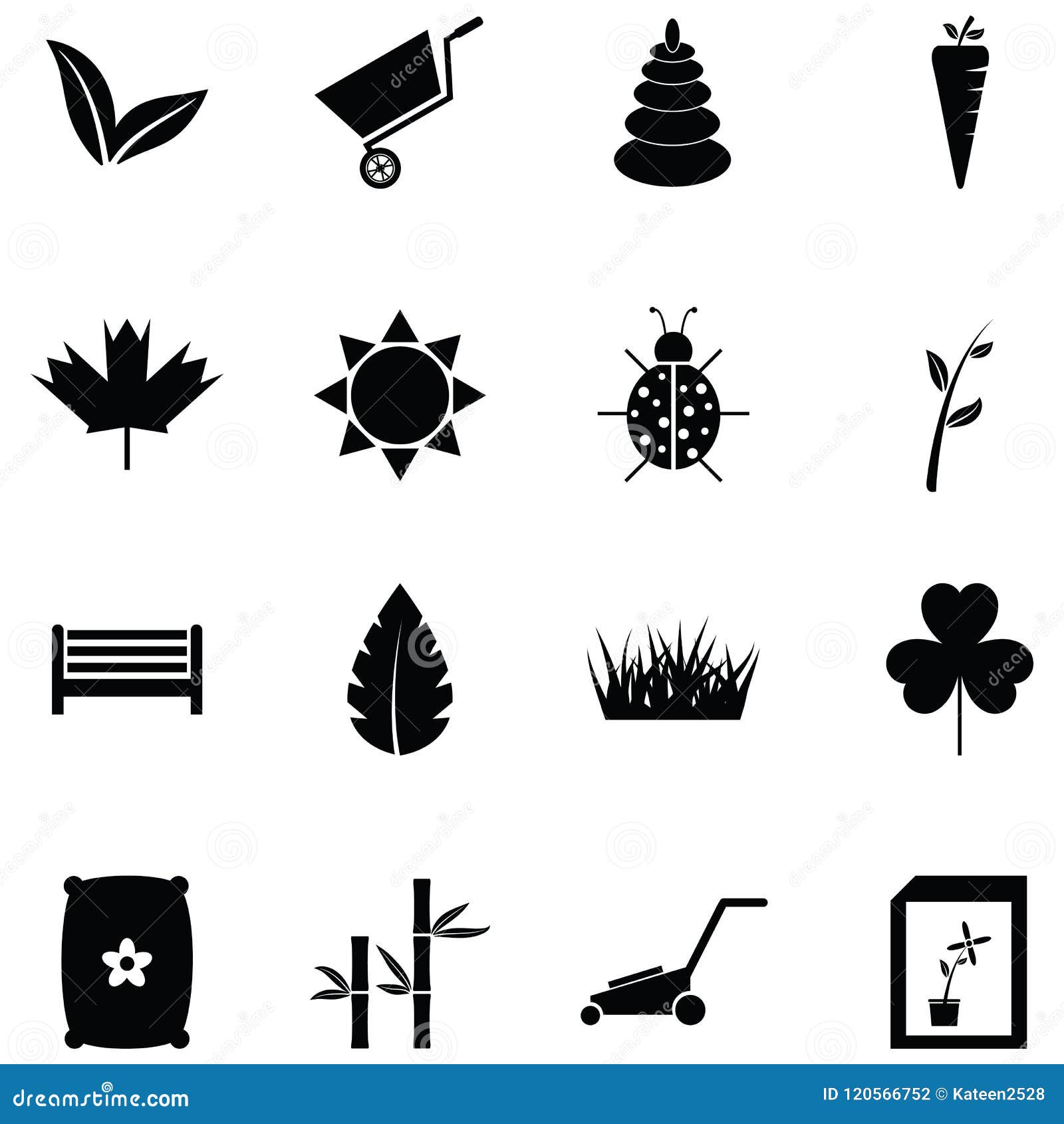 Lawn icon set stock vector. Illustration of mower, tree - 120566752
