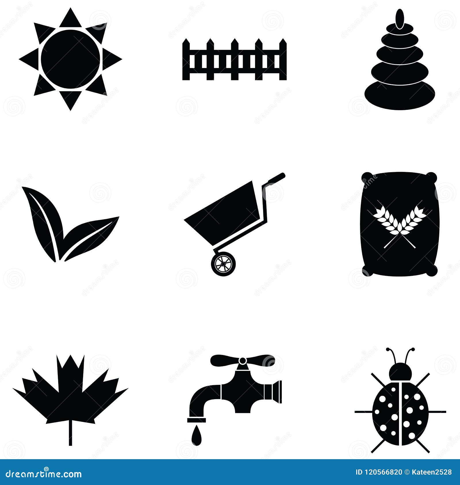Lawn icon set stock vector. Illustration of nature, mower - 120566820