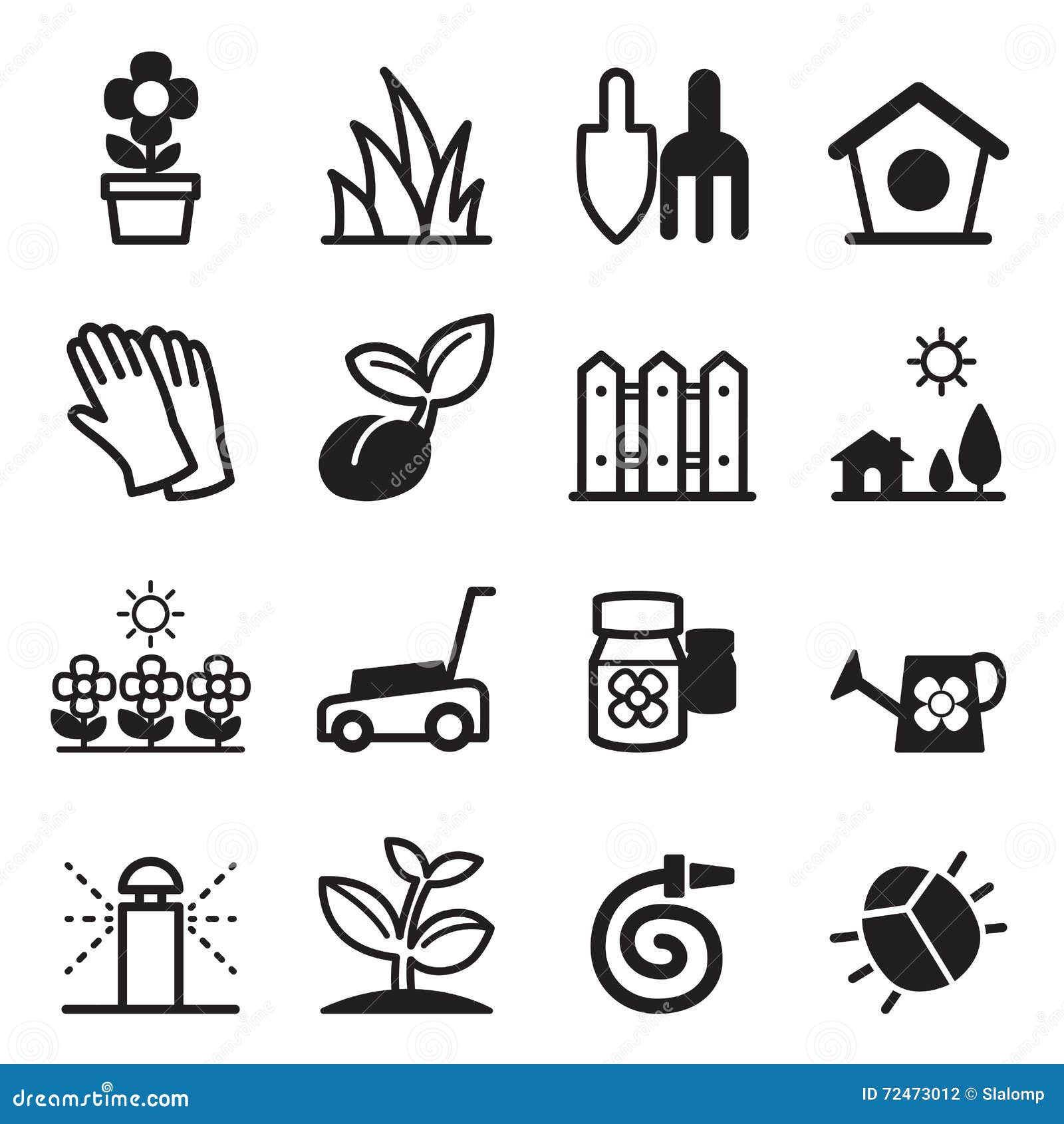Lawn icons stock vector. Illustration of fence, mowing - 72473012